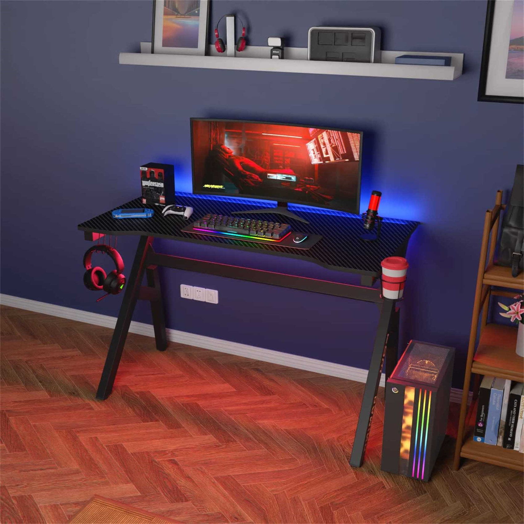 Ivy Bronx 47-Inch Large Modern Workstation Desk, Ergonomic Office Table ...
