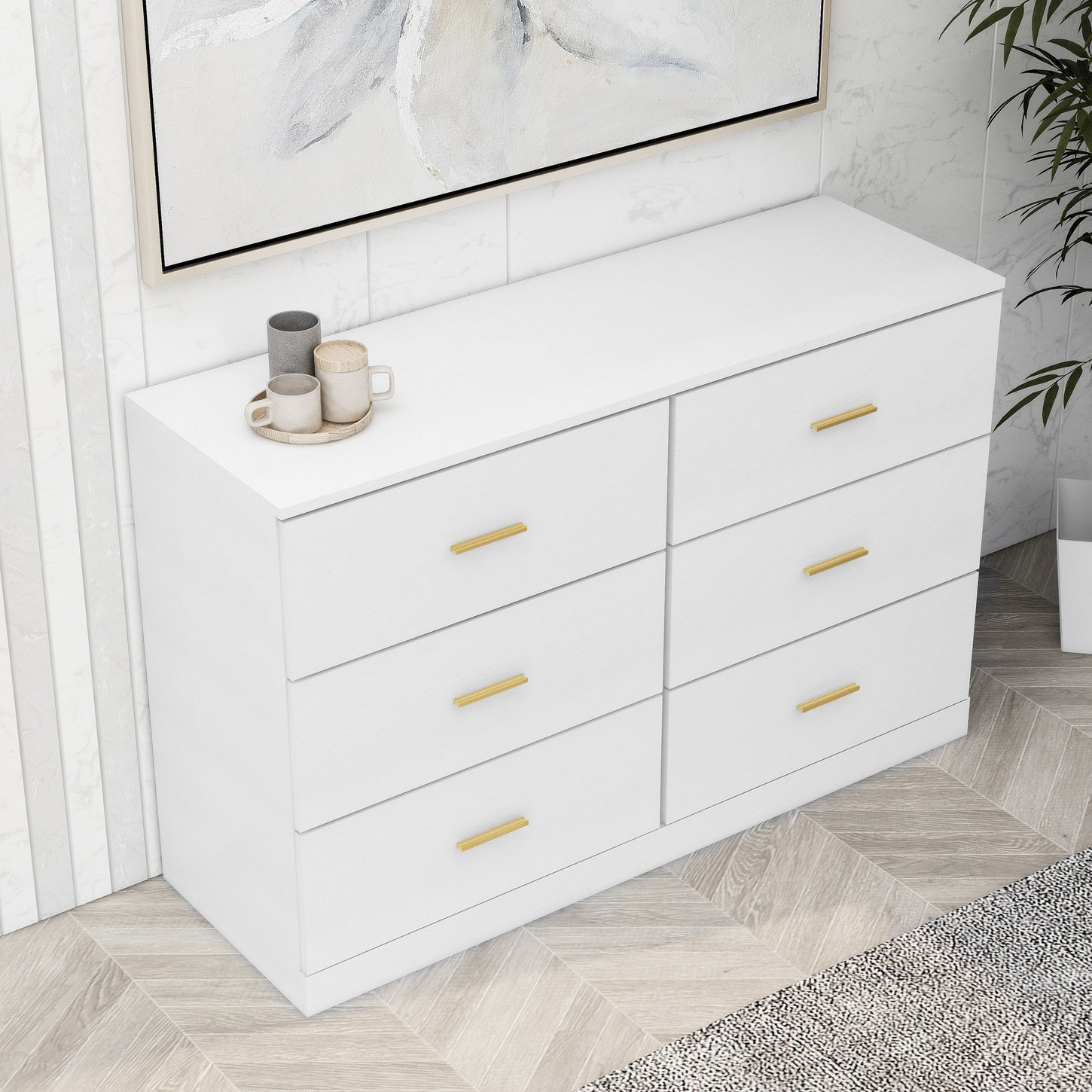 Latitude Run® White 6-Drawer Dresser | Wayfair