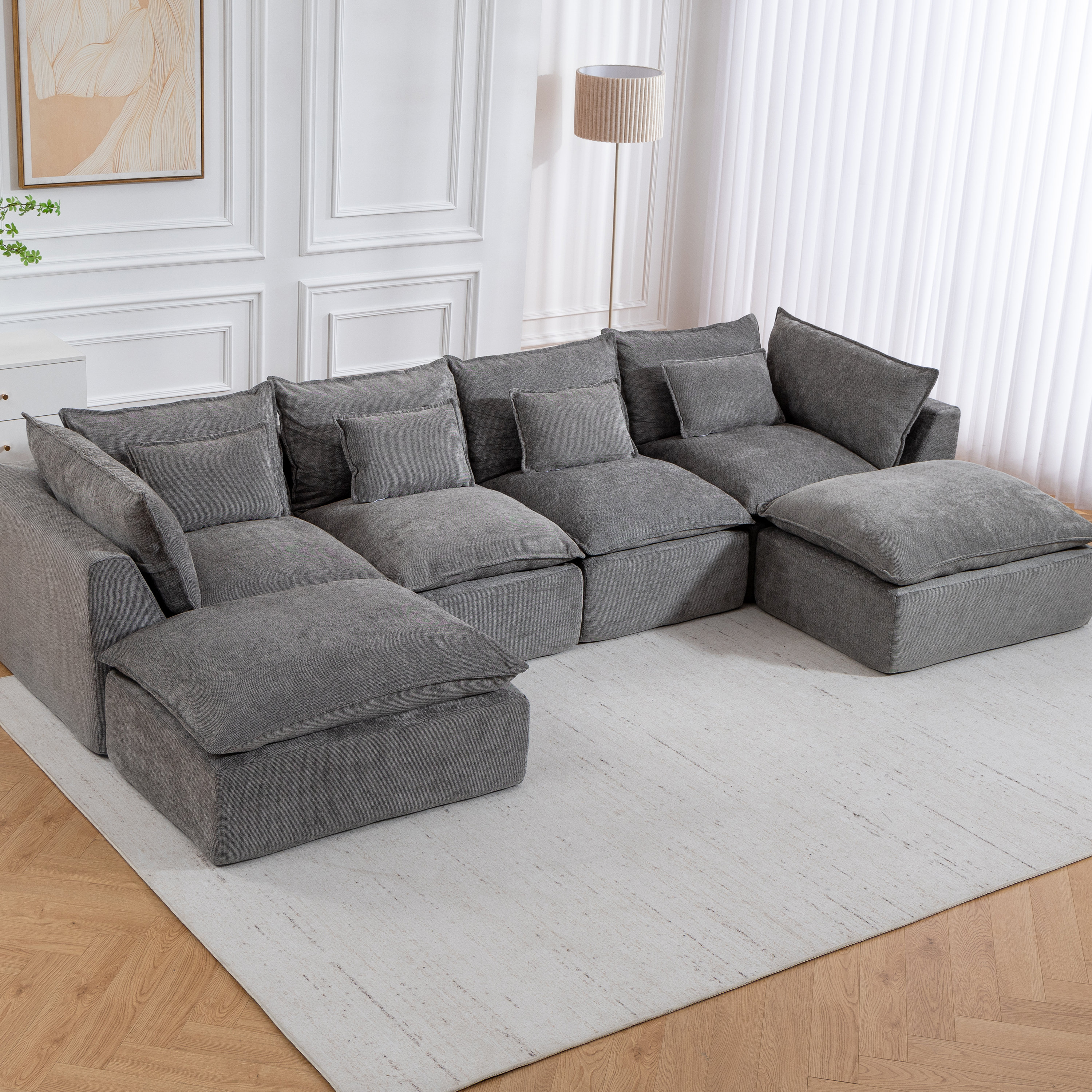 Latitude Run® 129.8" U Shape Sectional Sofa Comfy Cloud Couch With ...