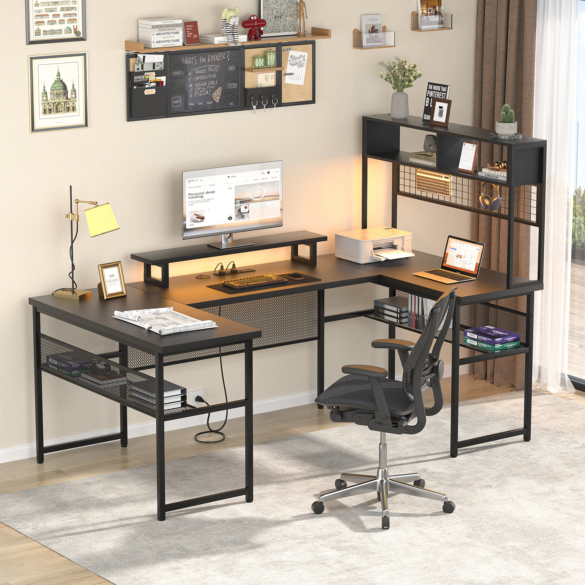 Inbox Zero Lavel 83'' U Shaped Desk with Hutch & Reviews - Wayfair Canada