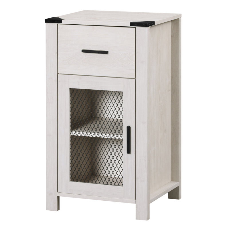 Gracie Oaks Farmhouse Nightstand With Drawer And Rustic Mesh Door ...