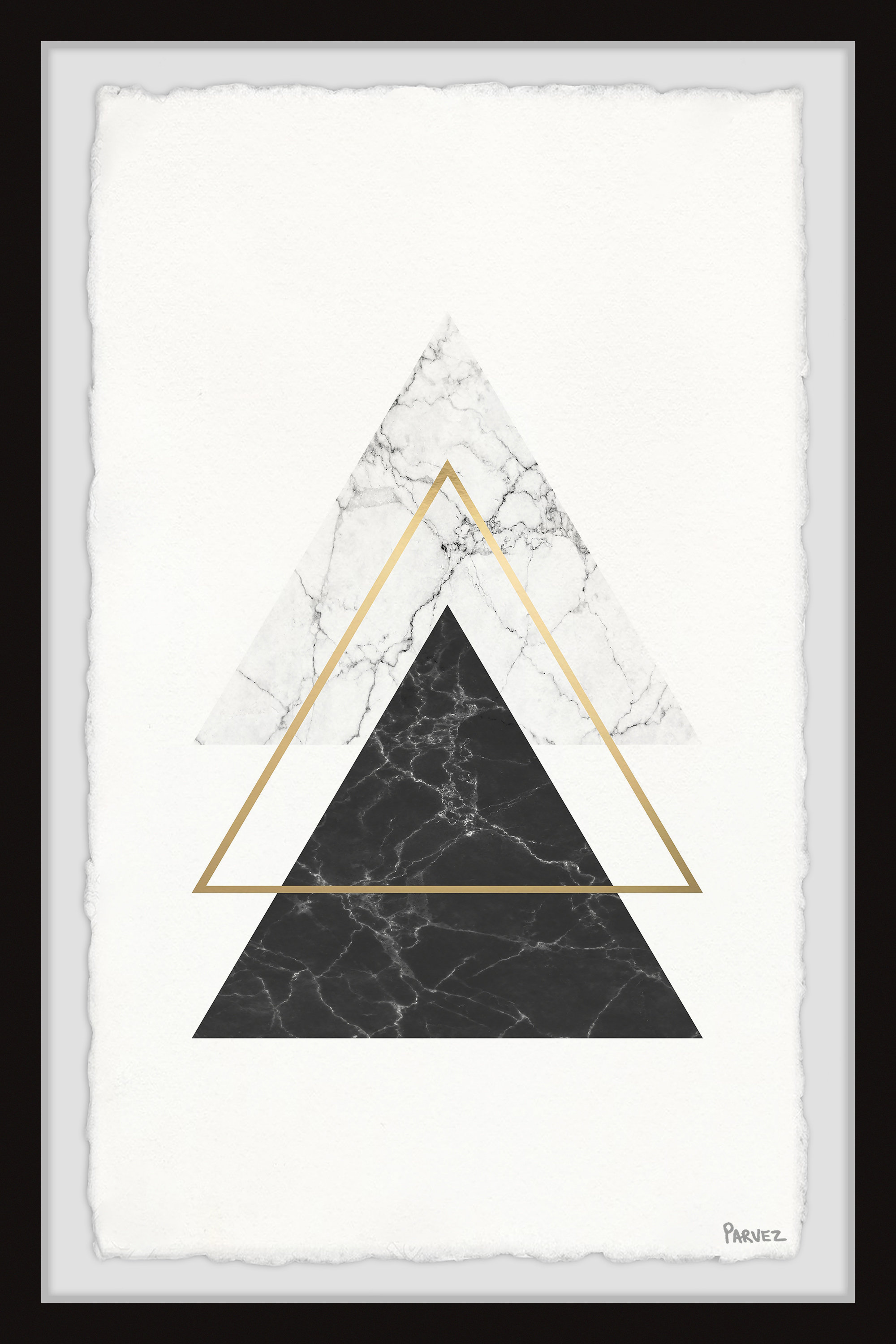 Wade Logan® Golden Marble Triangles by Parvez Taj - Single Picture ...