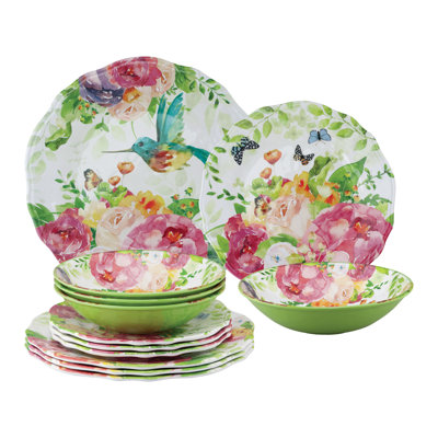 Red Barrel Studio® Magnolia 16 Piece Melamine Dinnerware Set, Service ...