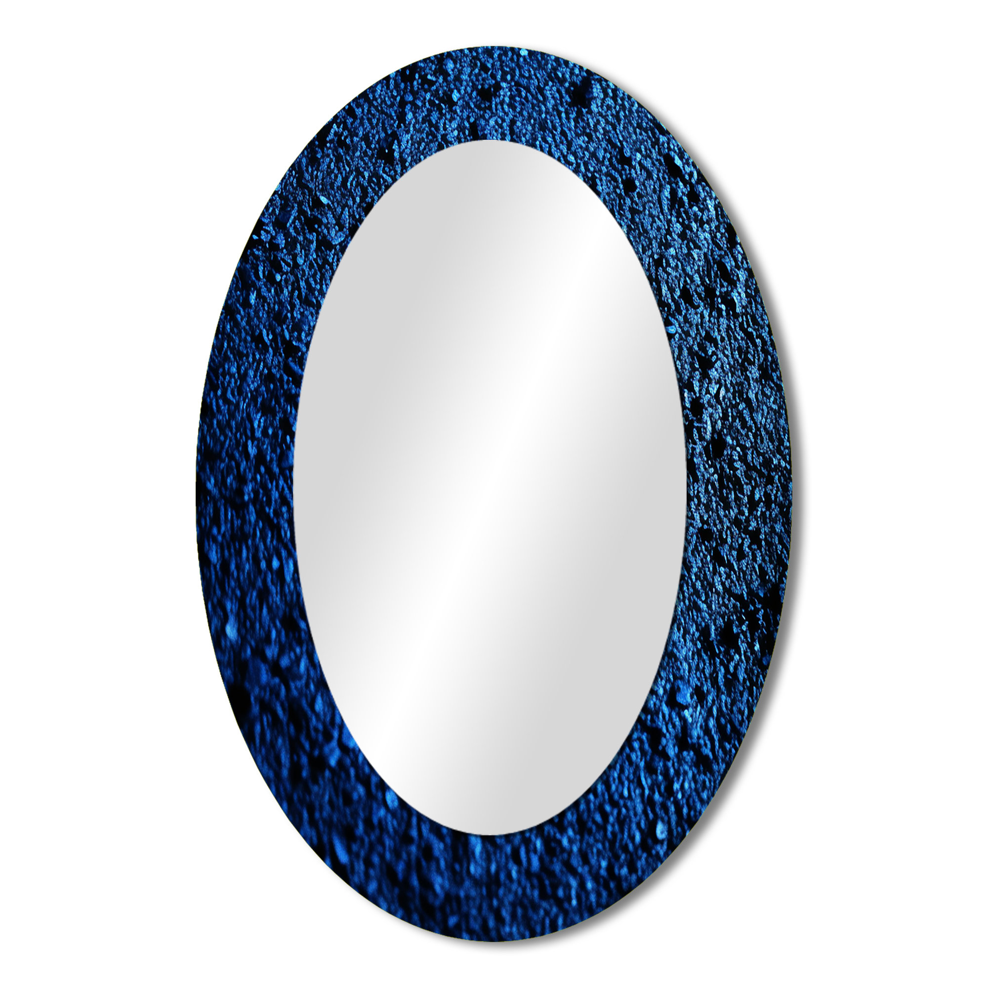 Latitude Run® Abstract Euphoria Deep Blue Happiness - Large Oval Wall ...
