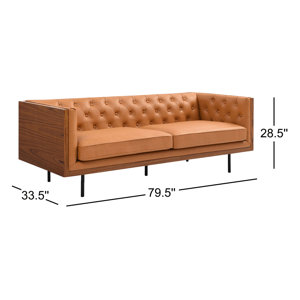Corrigan Studio® Benita Vegan Leather Walnut Upholstered Sofa & Reviews ...