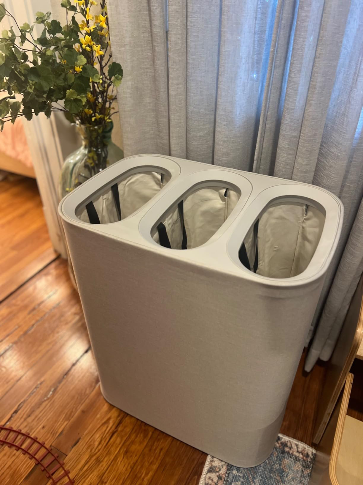 MODVAT Beige Laundry Hamper Separation Basket with lid 3 Removable ...