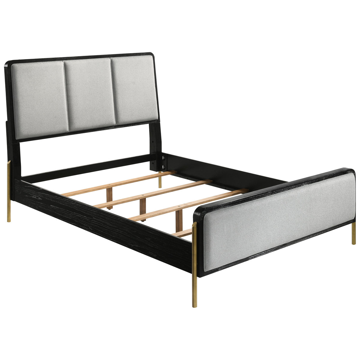 Hokku Designs Elegant Queen Bed With Black And Grey Colors, Metal Legs ...