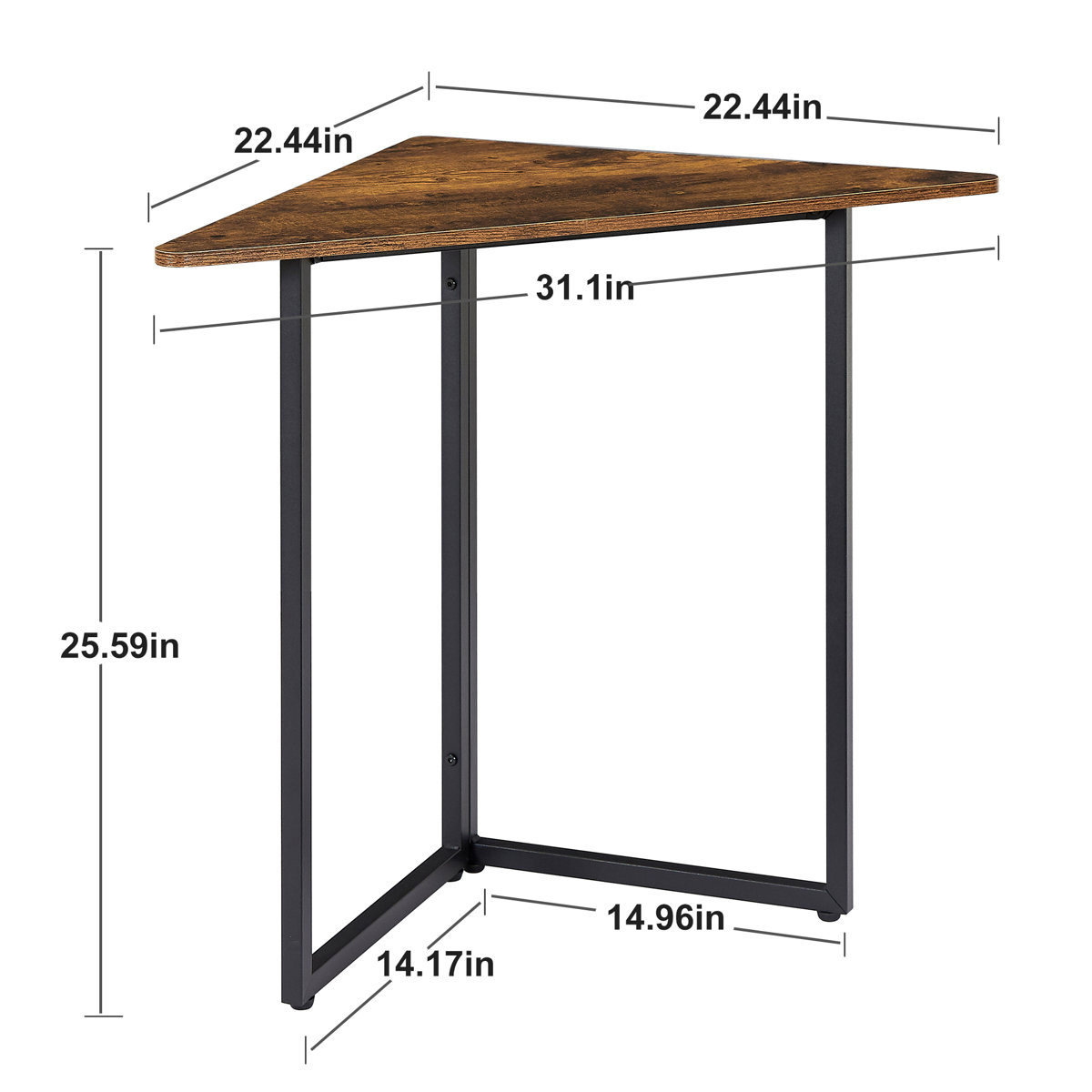 17 Stories Anari 25.59'' Tall Metal Frame Side End Table Small Desk ...
