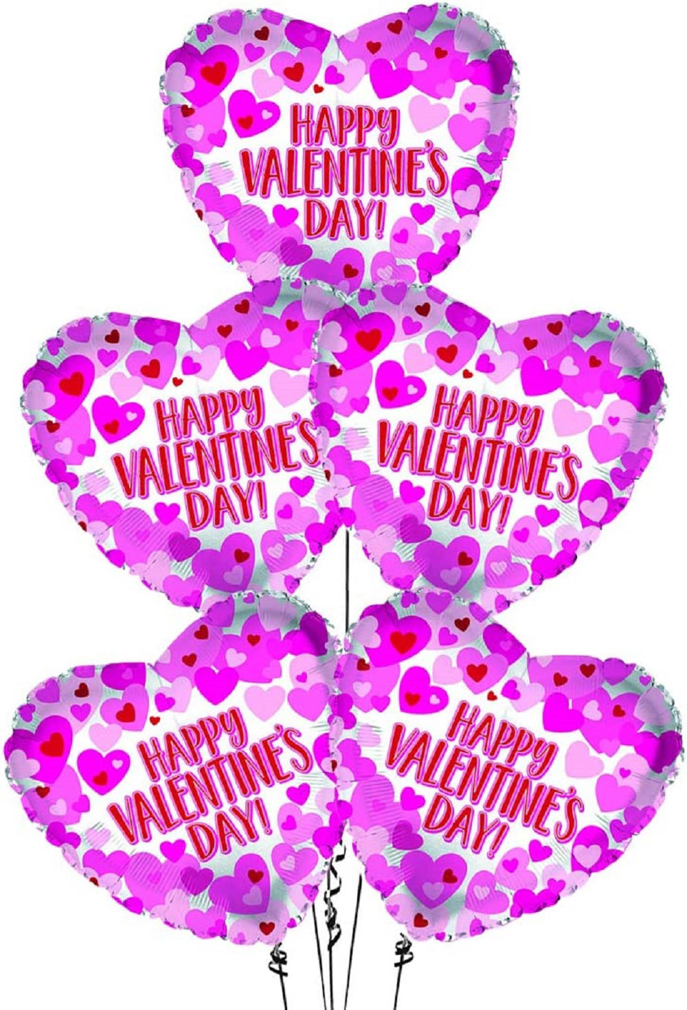 PMU Heart Shaped Valentines Day Balloons 18-inch Mylar (Hearts On Pearl ...
