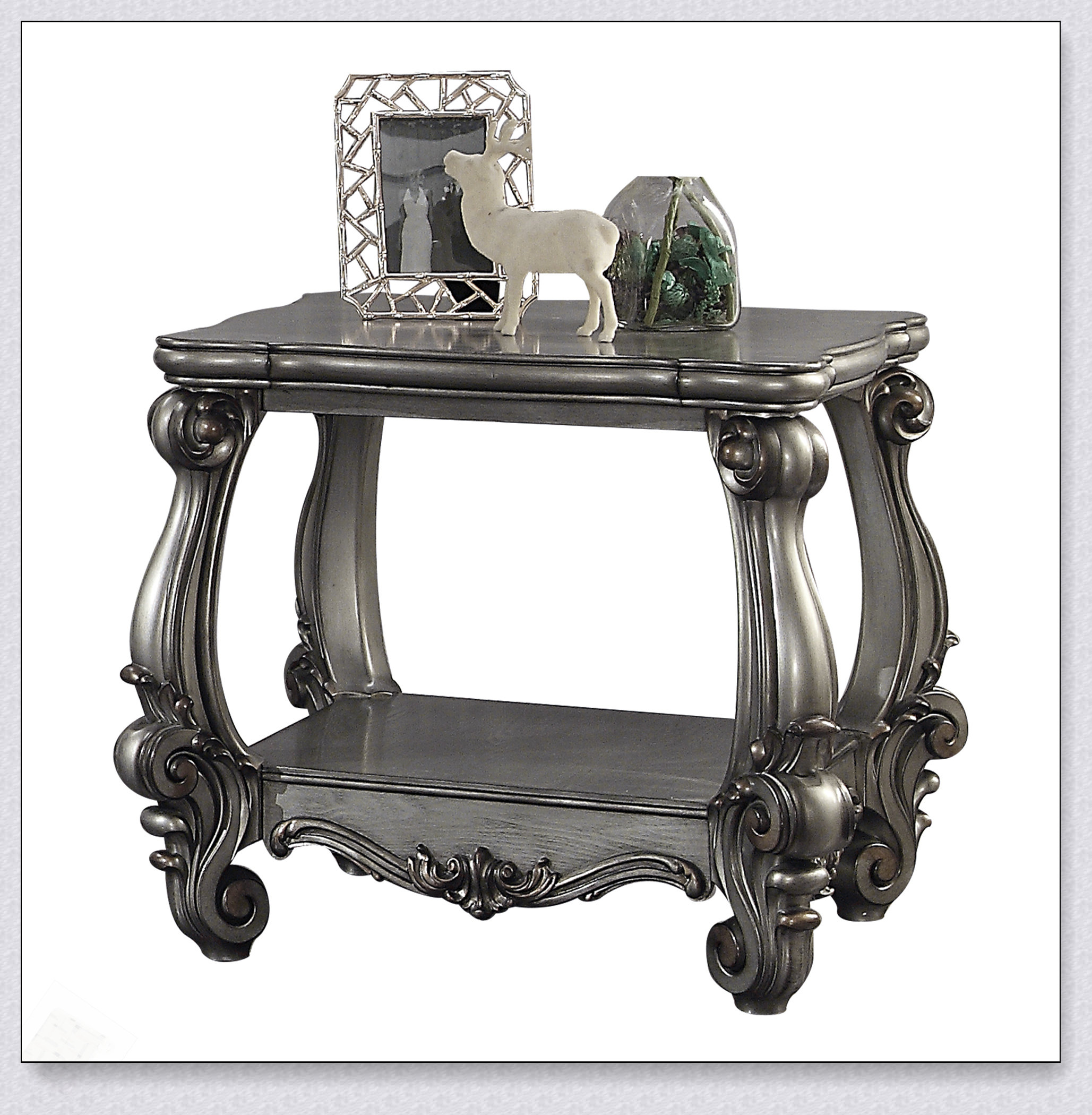 Astoria Grand Bone White End Table With Bottom Shelf For Elegant ...