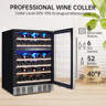 Yuan Home 24 Inch Dual Zone Wine Fridge Under Counter, 52 Bottle Wine ...