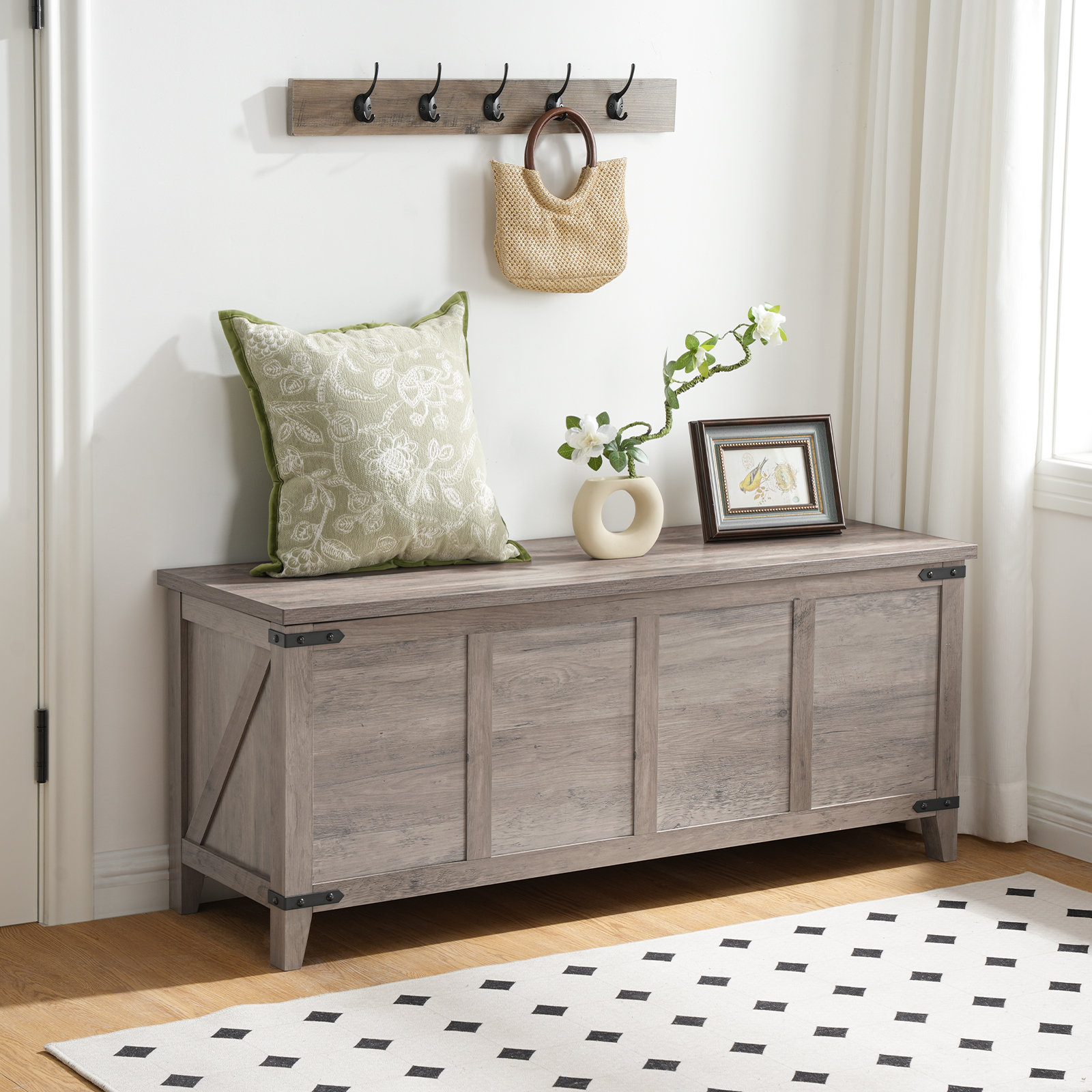 Gracie Oaks 47.2"W Farmhouse Storage Chest With Lift Top Blanket Chest ...