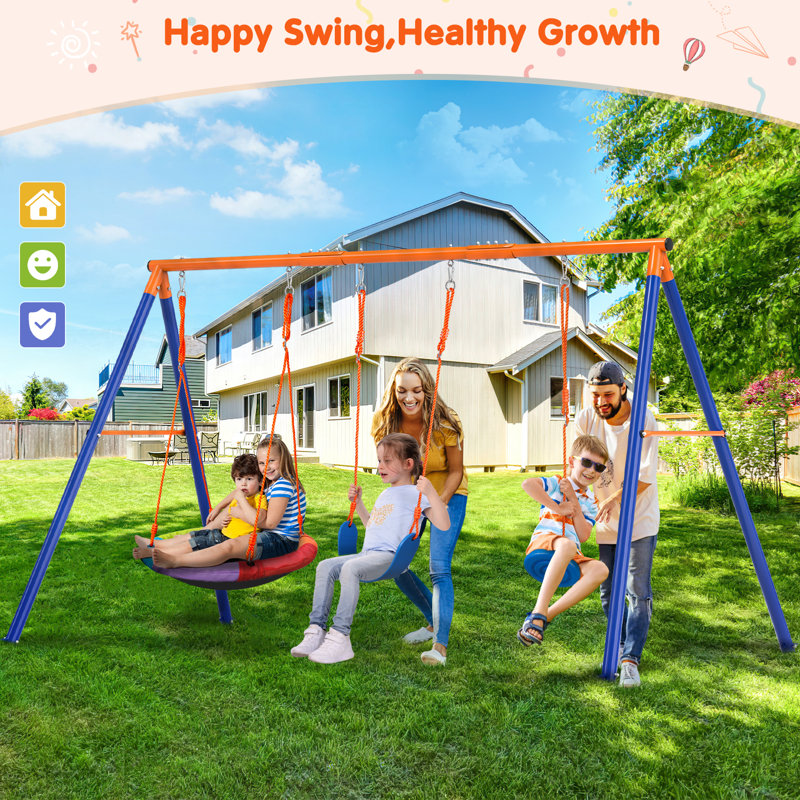 Jovego 3-In-1 Swing Set, 550 Lbs Swing Set For Outside, Heavy Duty ...
