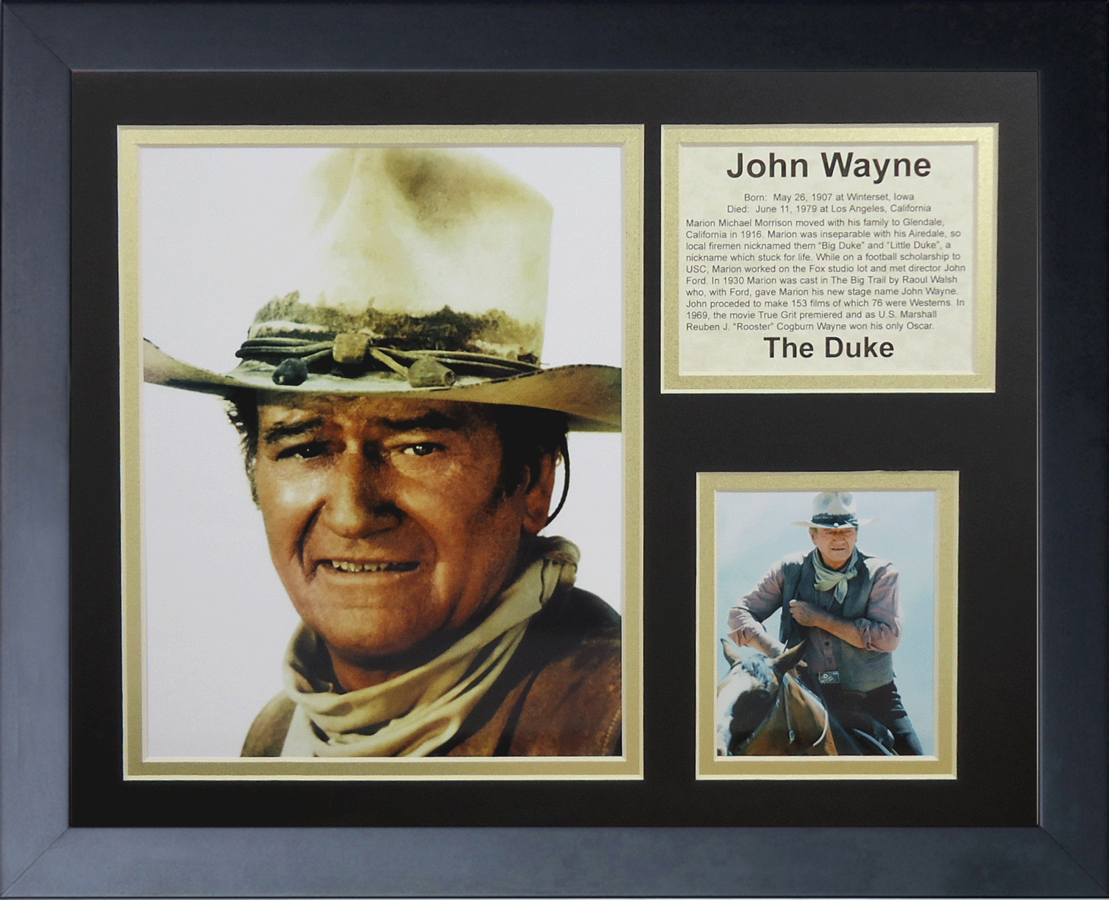 Legends Never Die John Wayne - John Wayne Color Framed Memorabili | Wayfair