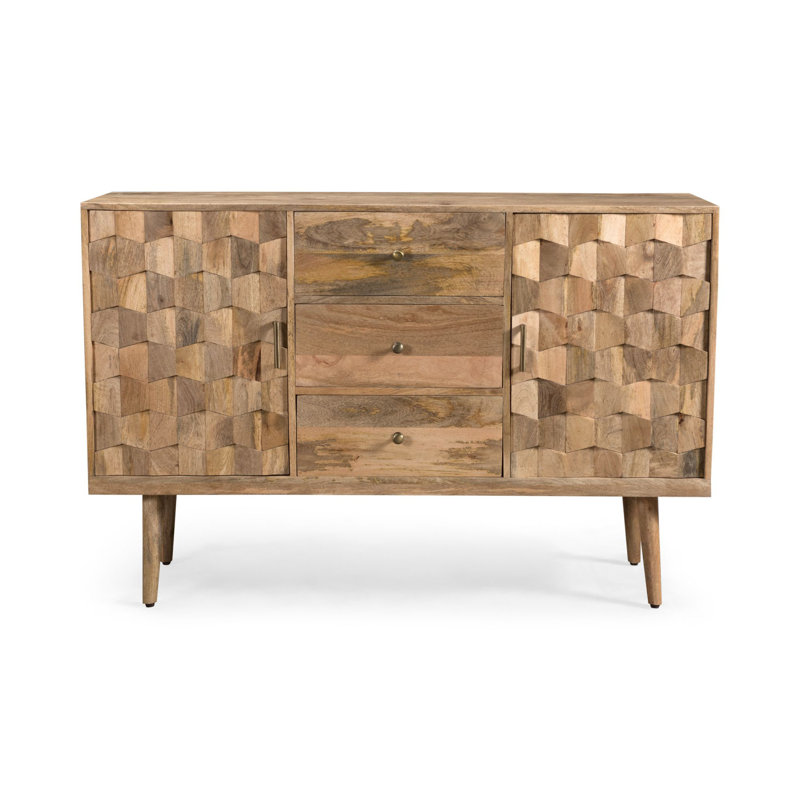 Union Rustic Westra Mid-Century Modern Mango Wood 3 Drawer Sideboard ...