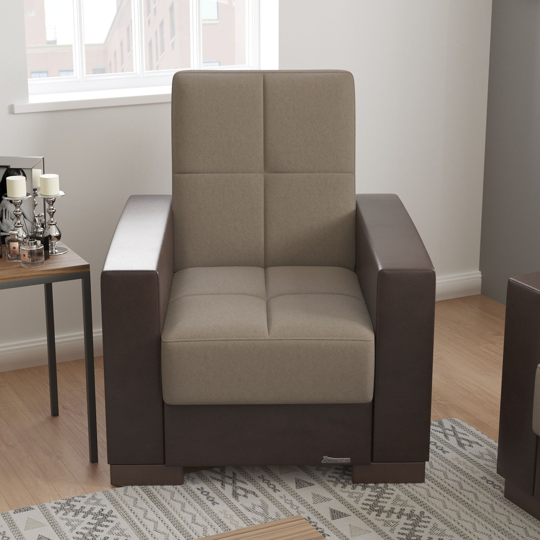 World Menagerie Upholstered Convertible Armchair with Storage - Wayfair ...