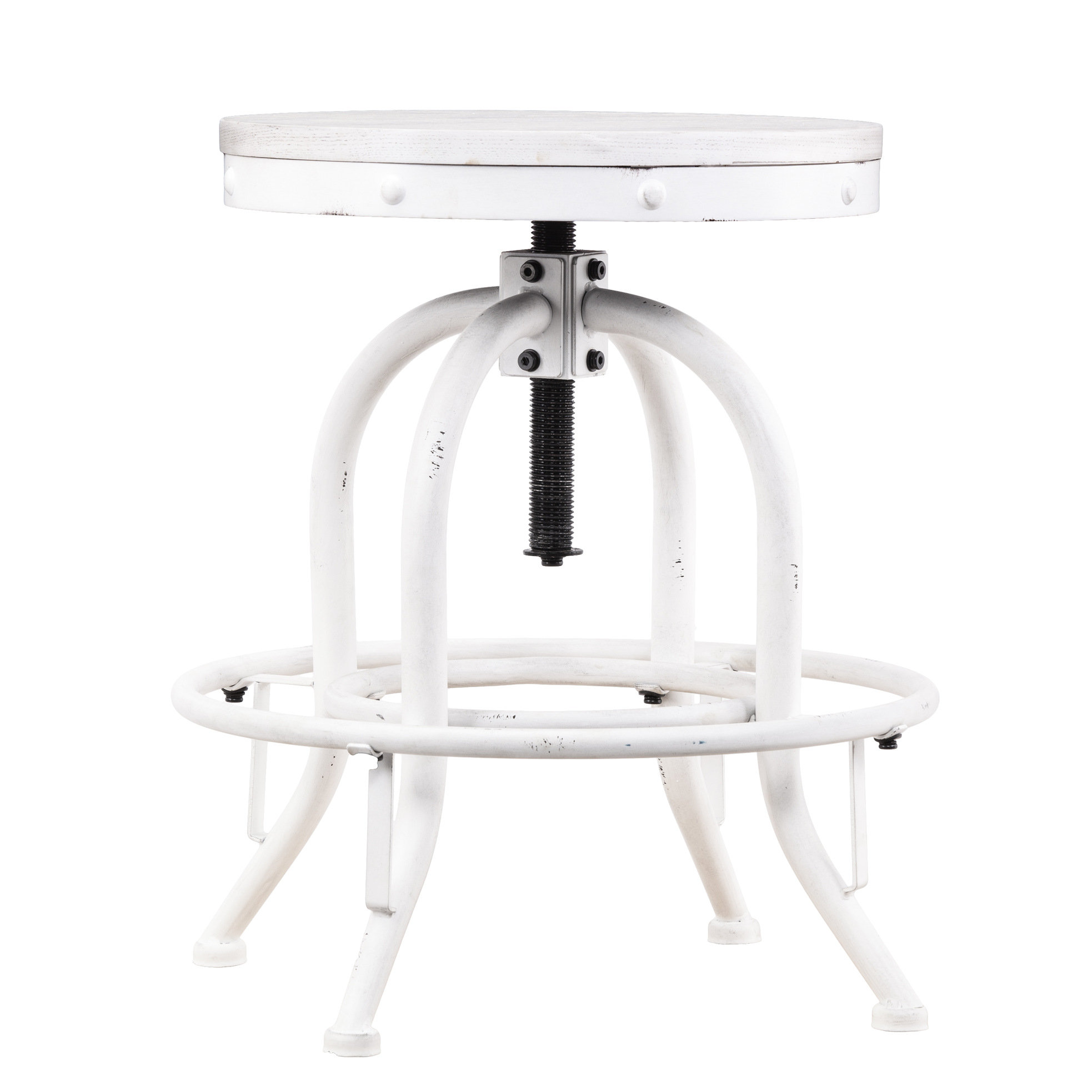 17 Stories Industrial Adjustable Height Swiveling Stool - White, Style ...
