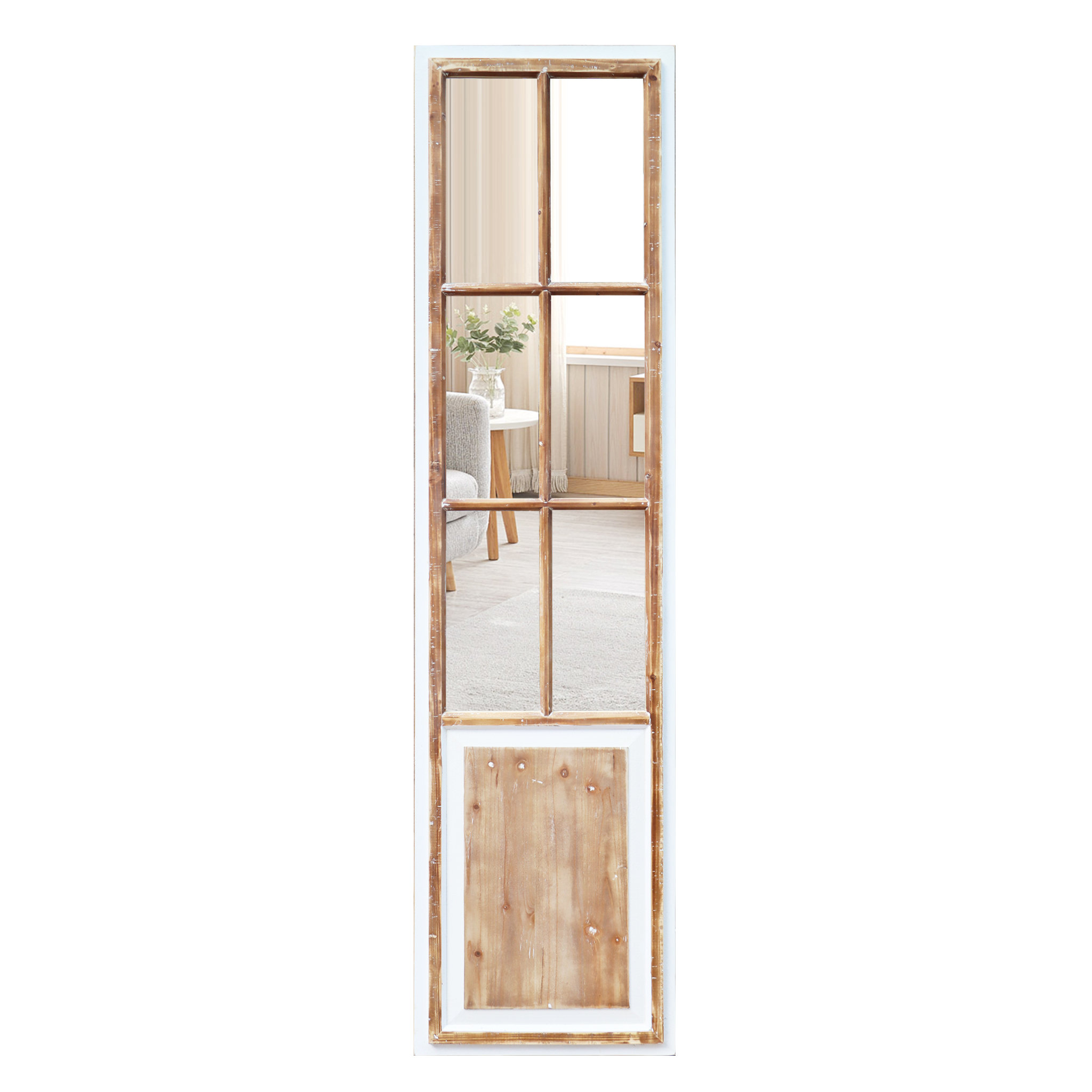 Gracie Oaks Window Frame Farmhouse Wood WallMirror | Wayfair
