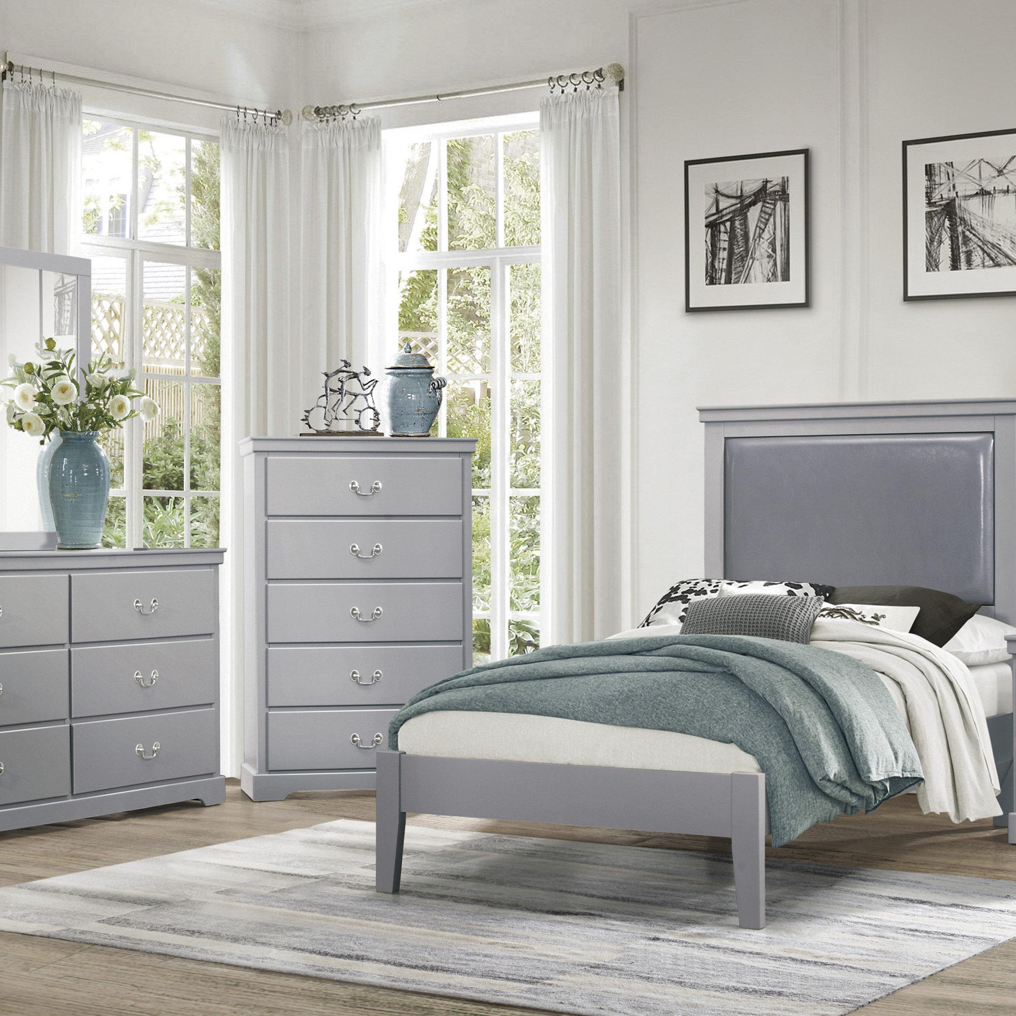 Lark Manor Eastern King Black Panel Bed - Classic Design - Wayfair Canada