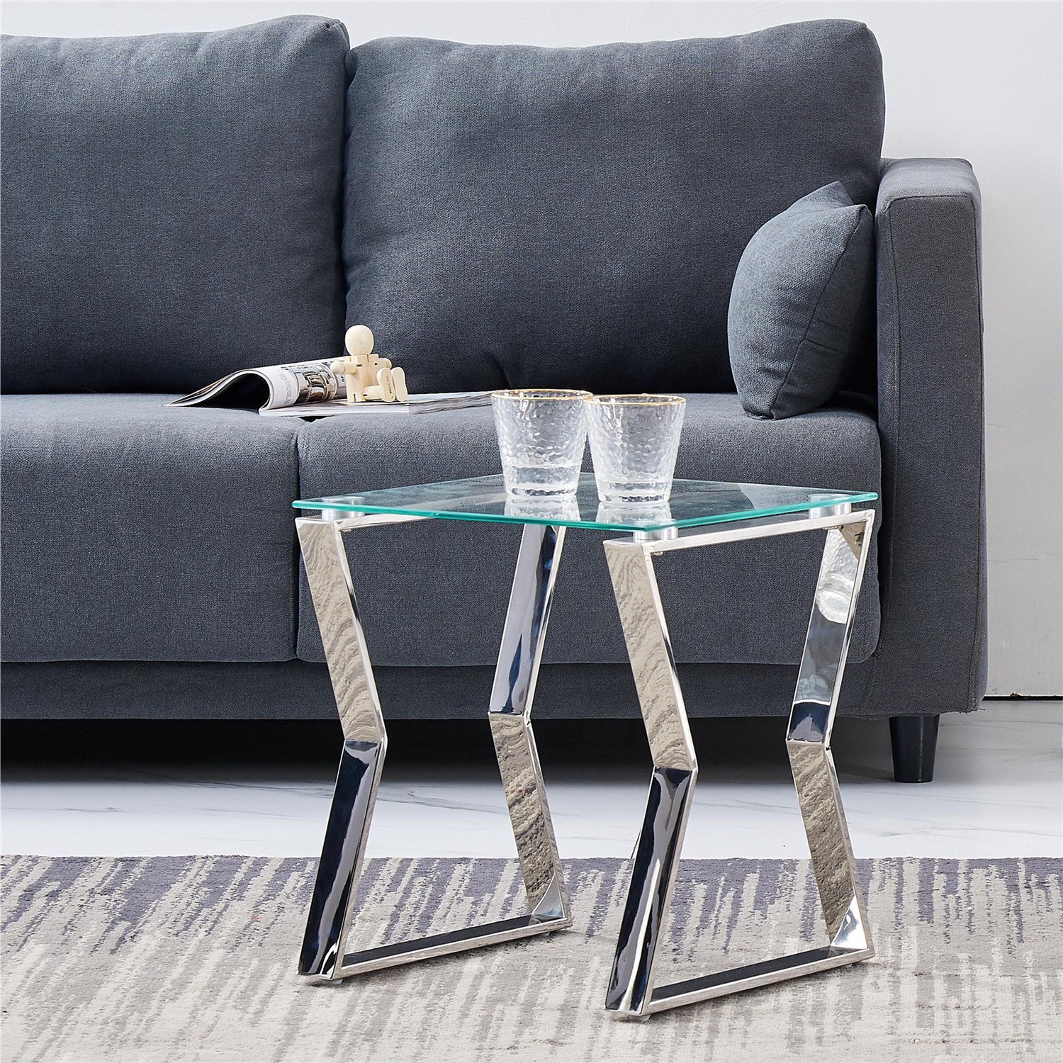 Ivy Bronx Carlla Glass Sled End Table | Wayfair