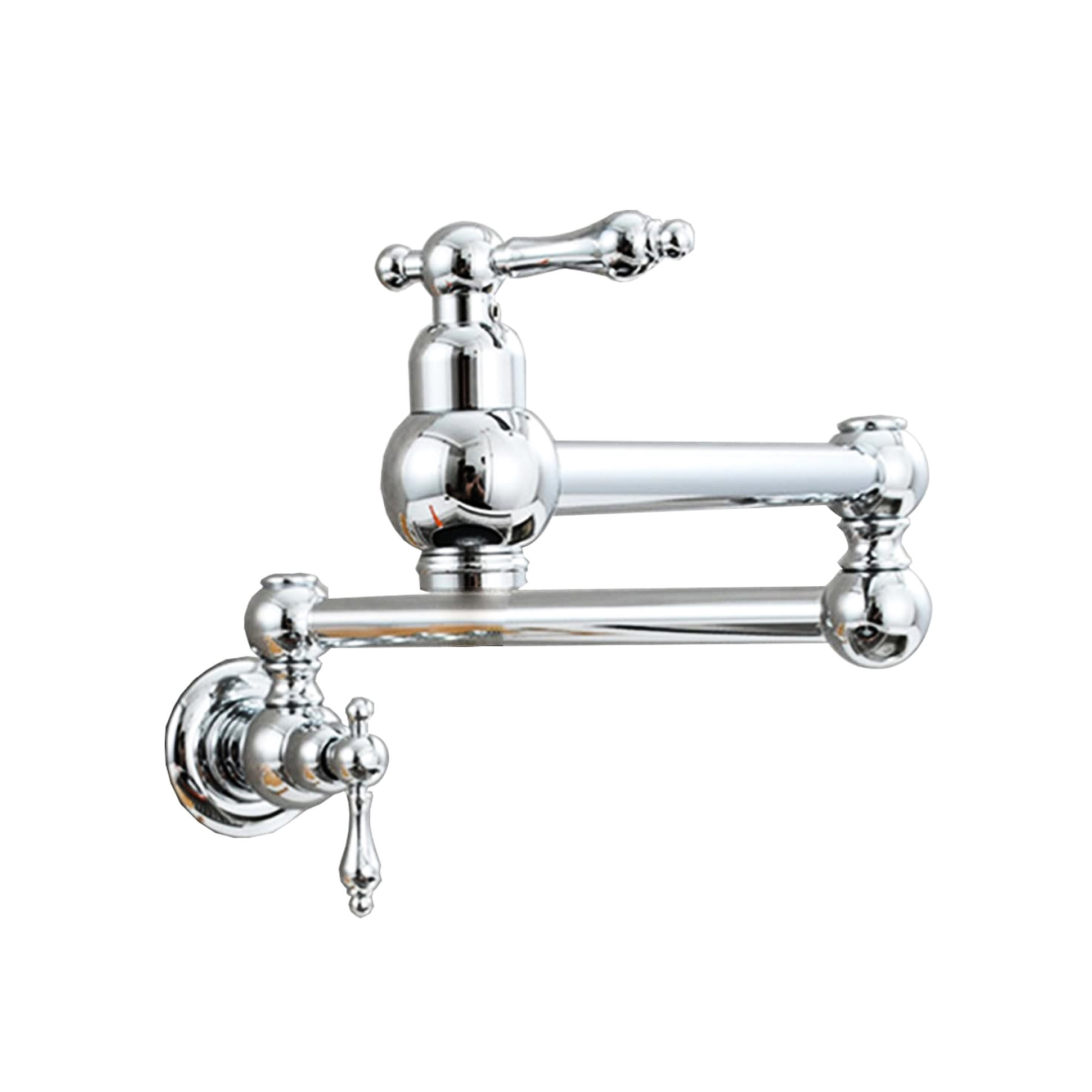 Ebern Designs Wall Mounted Pot Filler Faucet, Double Jointed Swing Arms ...