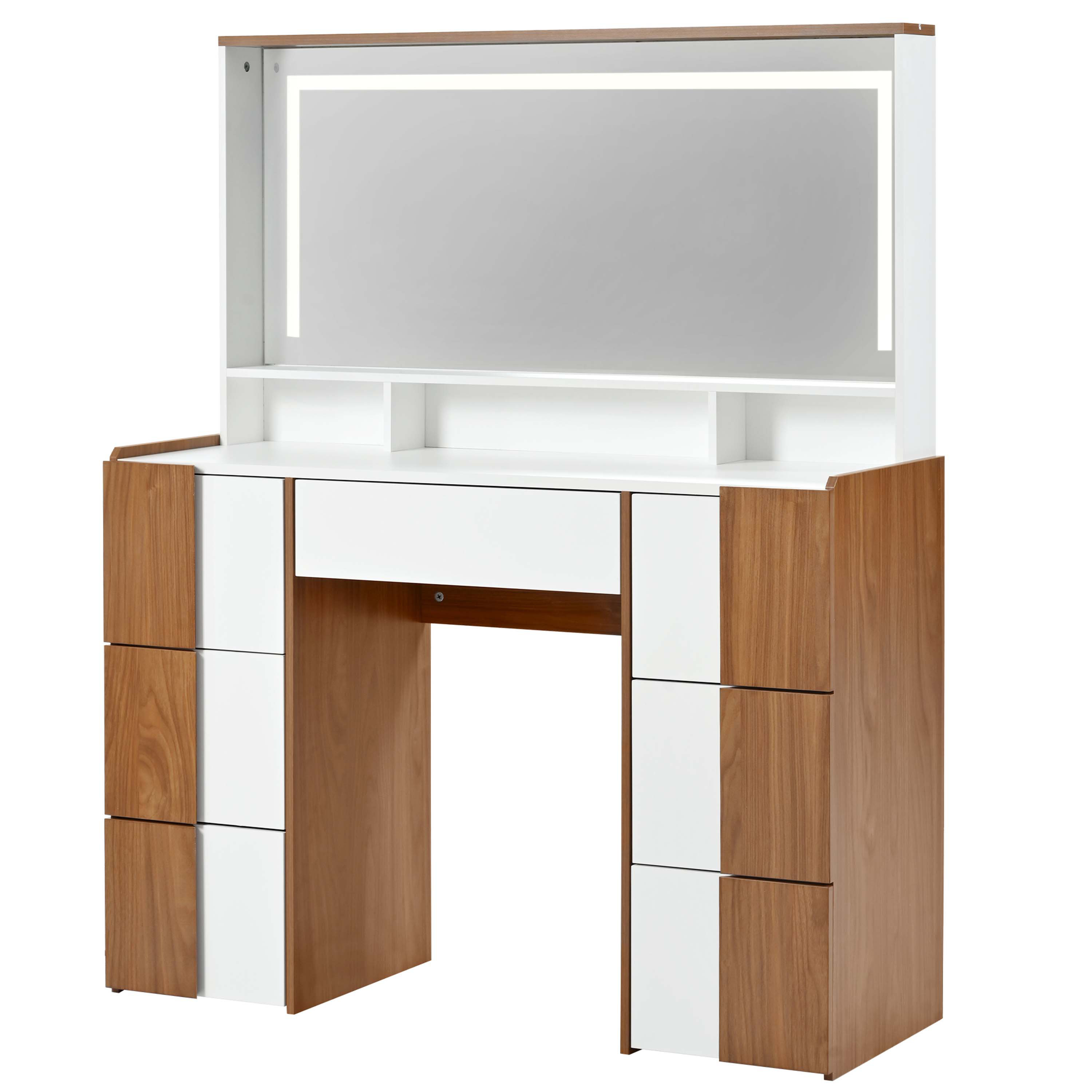 Brayden Studio® 44.4" Elegant Vanity Table with Large Lighted Mirror ...