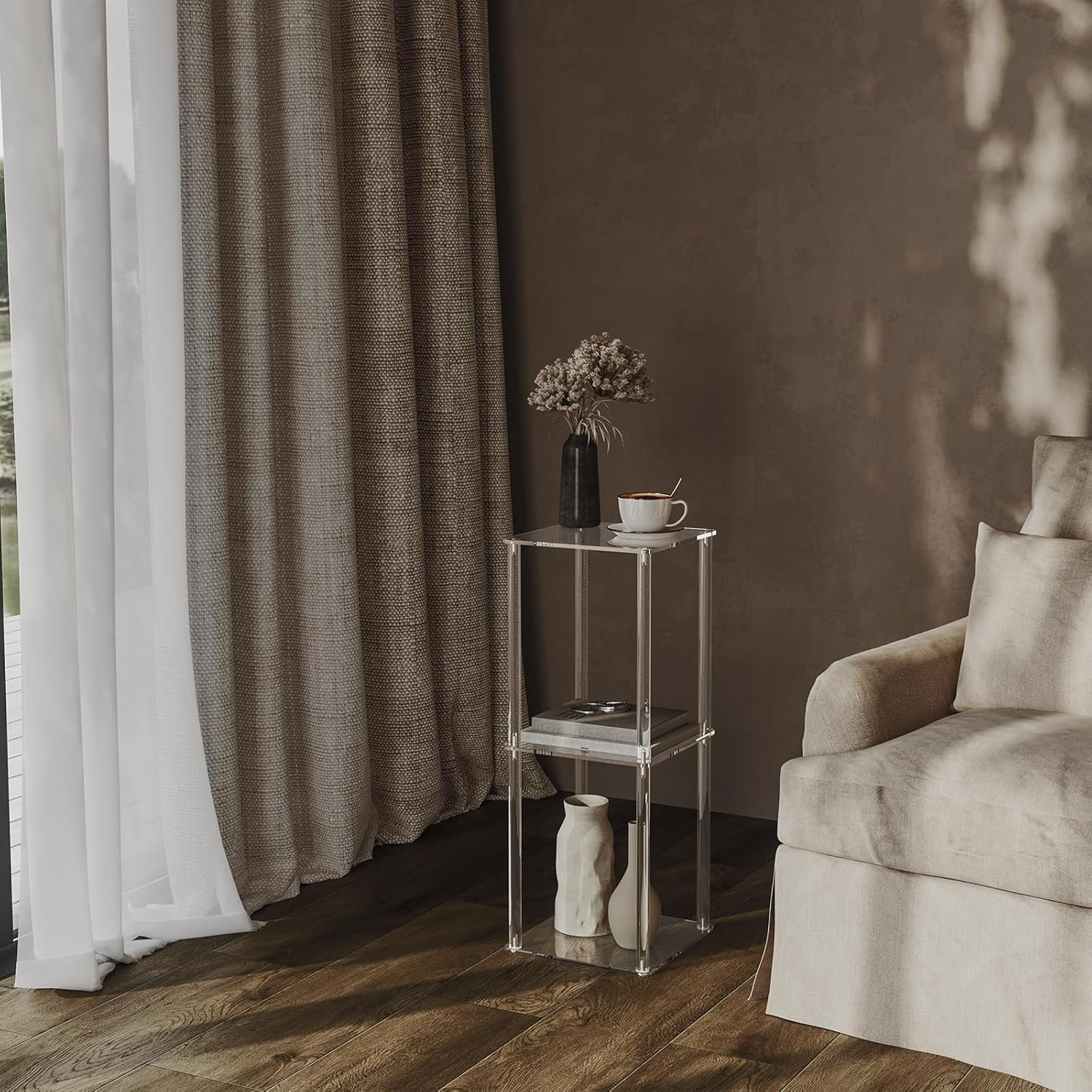 Ivy Bronx Modern Acrylic Side Table For Small Spaces, Lightweight And ...