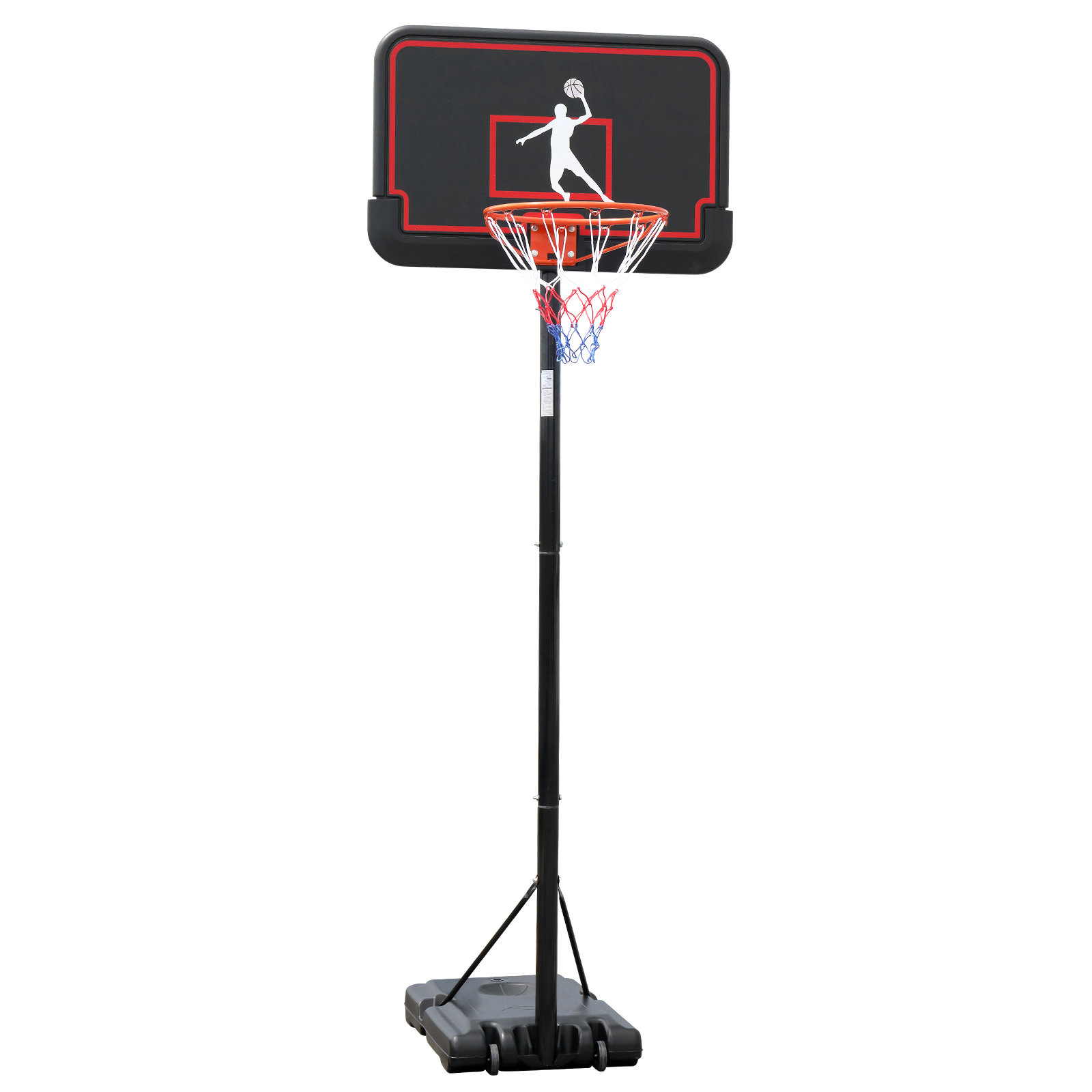 Winado Adjustable Height 8-10 ft Steel Portable Full-Size Basketball ...