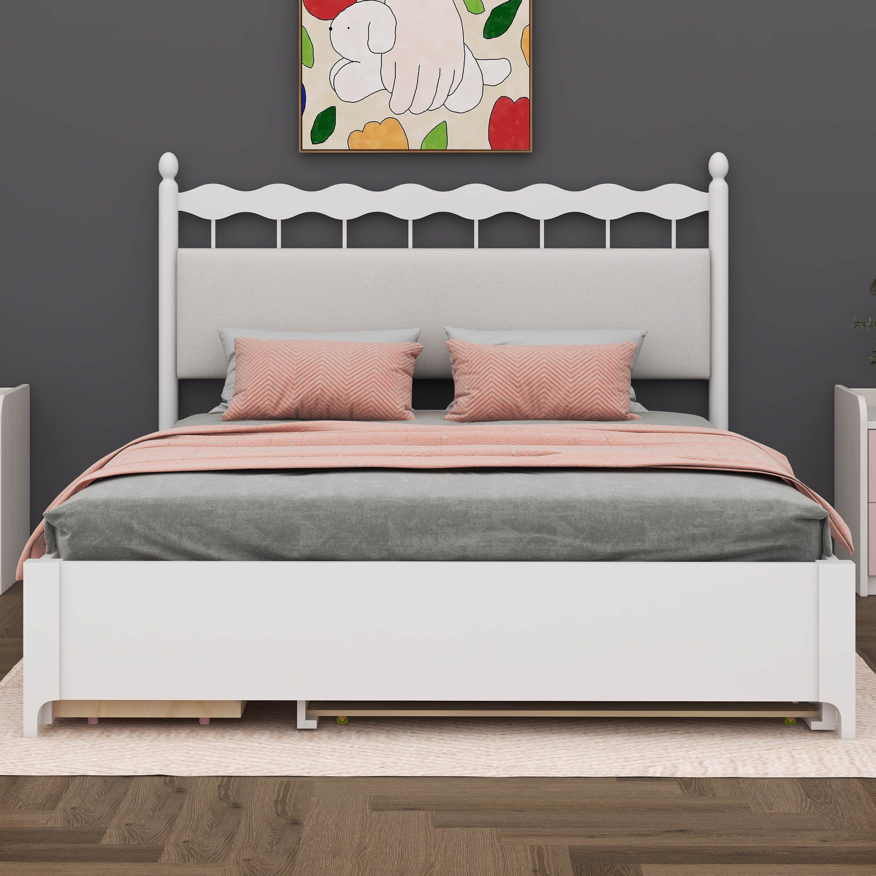 Red Barrel Studio® Reann Queen Size Wooden Platform Bed With 2 Big ...