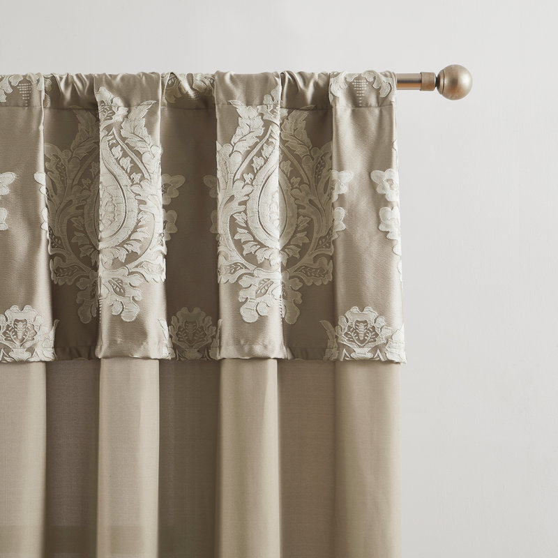 Nanshing America, Inc Therese Rod Pocket Damask Curtain Pair with ...