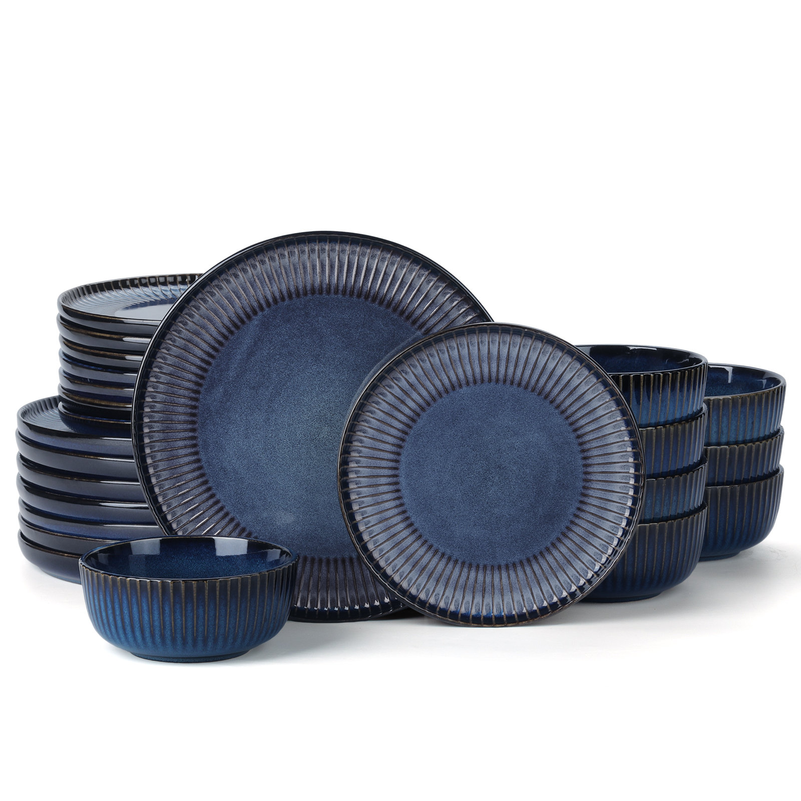 Famiware Starlight Plates And Bowls Sets, 24 Piece Dinnerware Sets ...