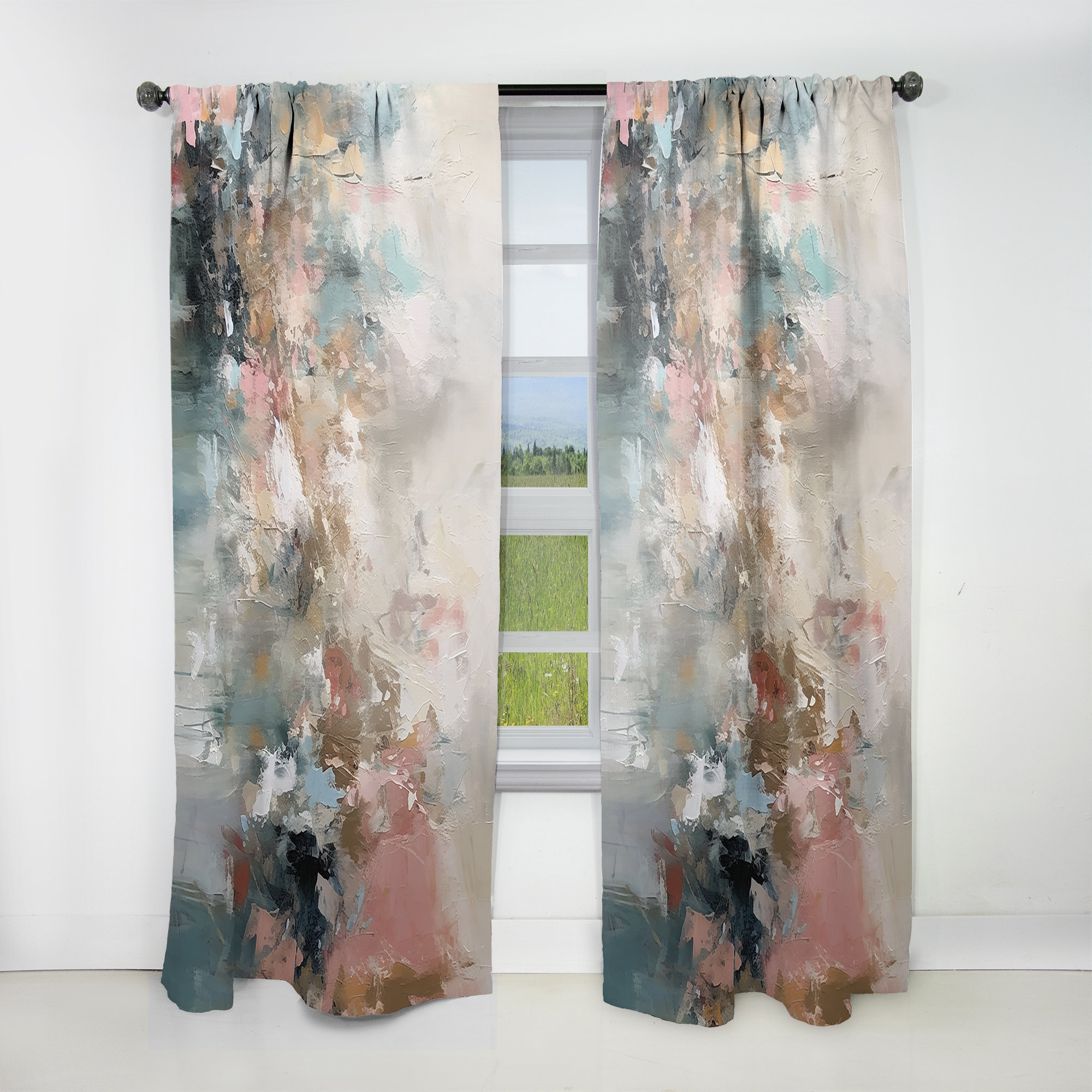 Design Art Brushstroke Abstract Painting I - Abstract Collages Curtain ...