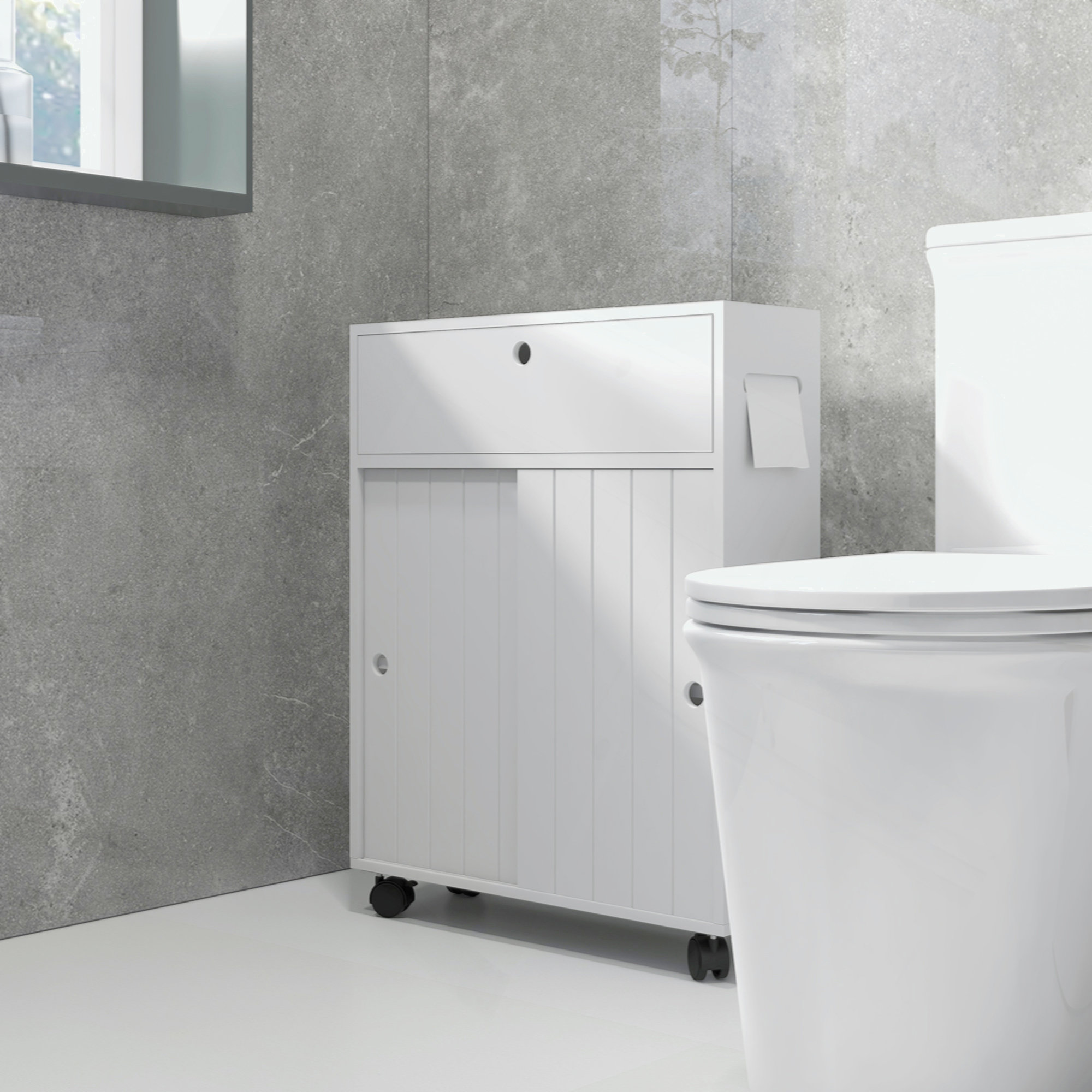 Winston Porter Toilet Paper Cabinet, Slim Bathroom Cabinet With 4 ...