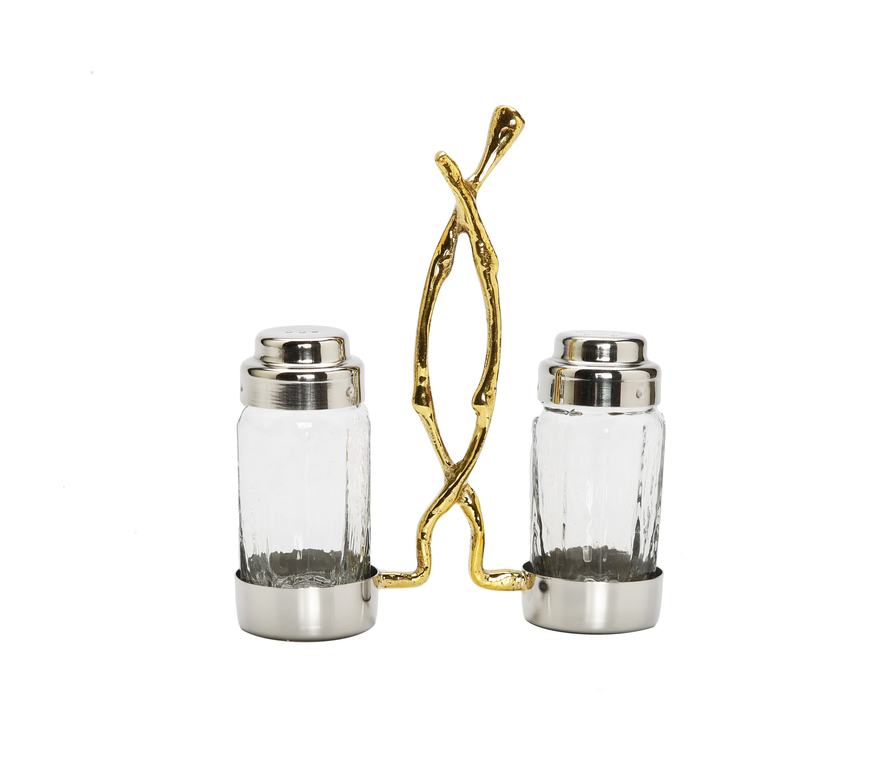 Classic Touch Glass Salt and Pepper Set with Gold Twig Design | Wayfair