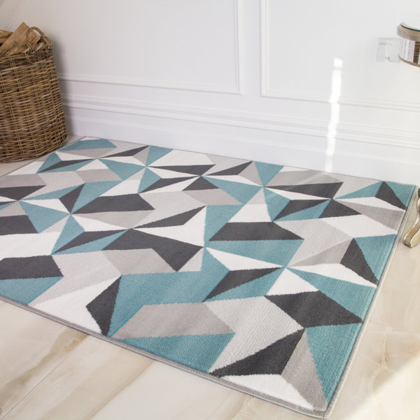 Isabelline Arlo Kaleidoscope Grey/Cream/Blue Rug & Reviews | Wayfair.co.uk