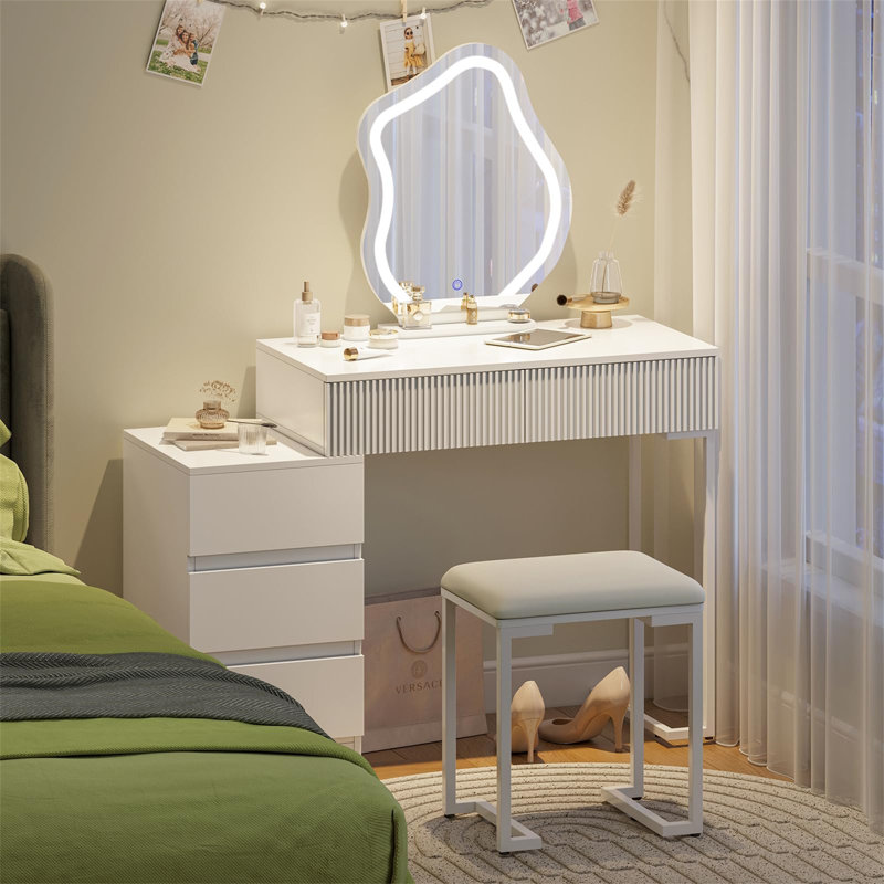 Metro Lane Brenia Dressing Table with Mirror & Reviews | Wayfair.co.uk