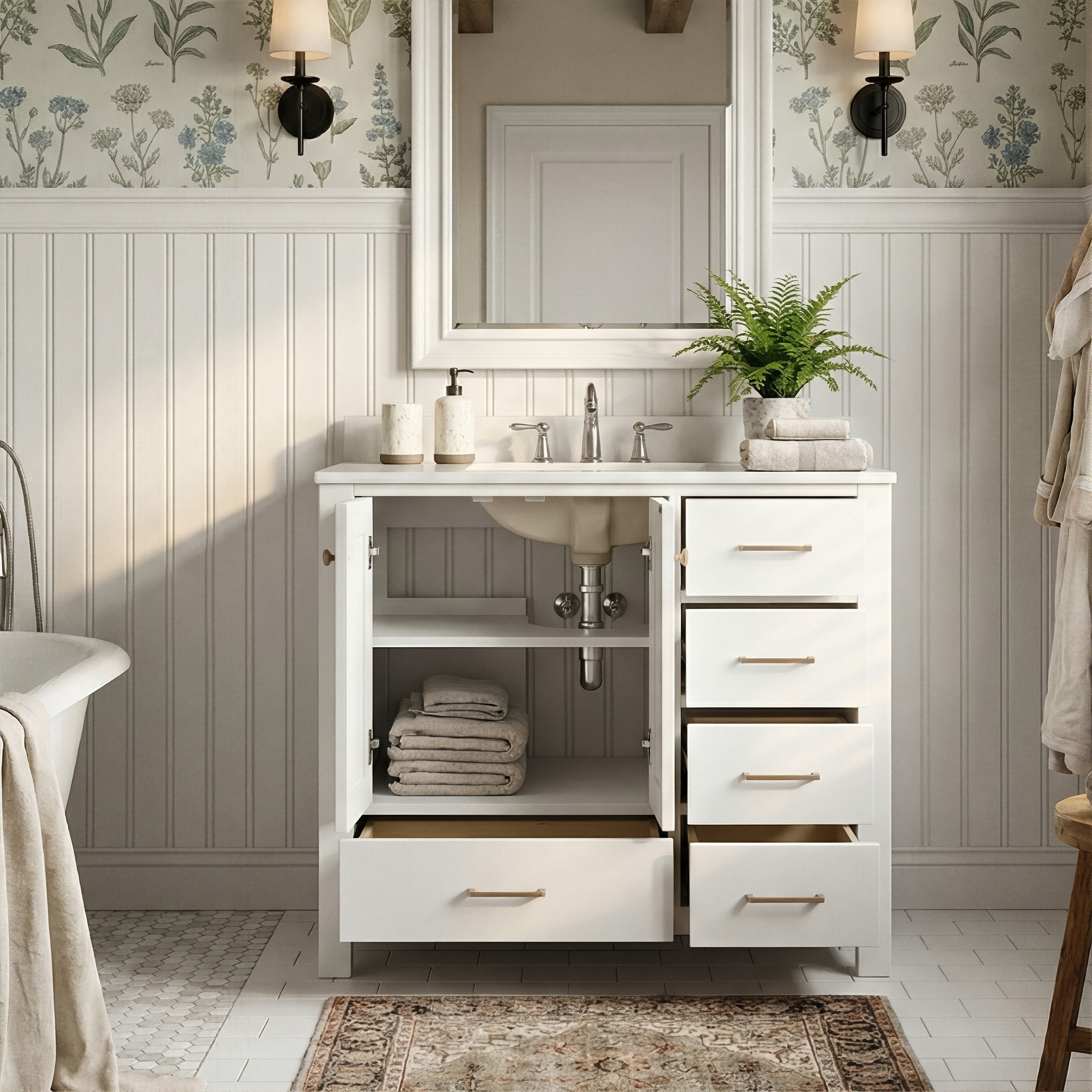 Winston Porter 30" Modern Retro Vanity Set With Sink, Elegant Shaker ...