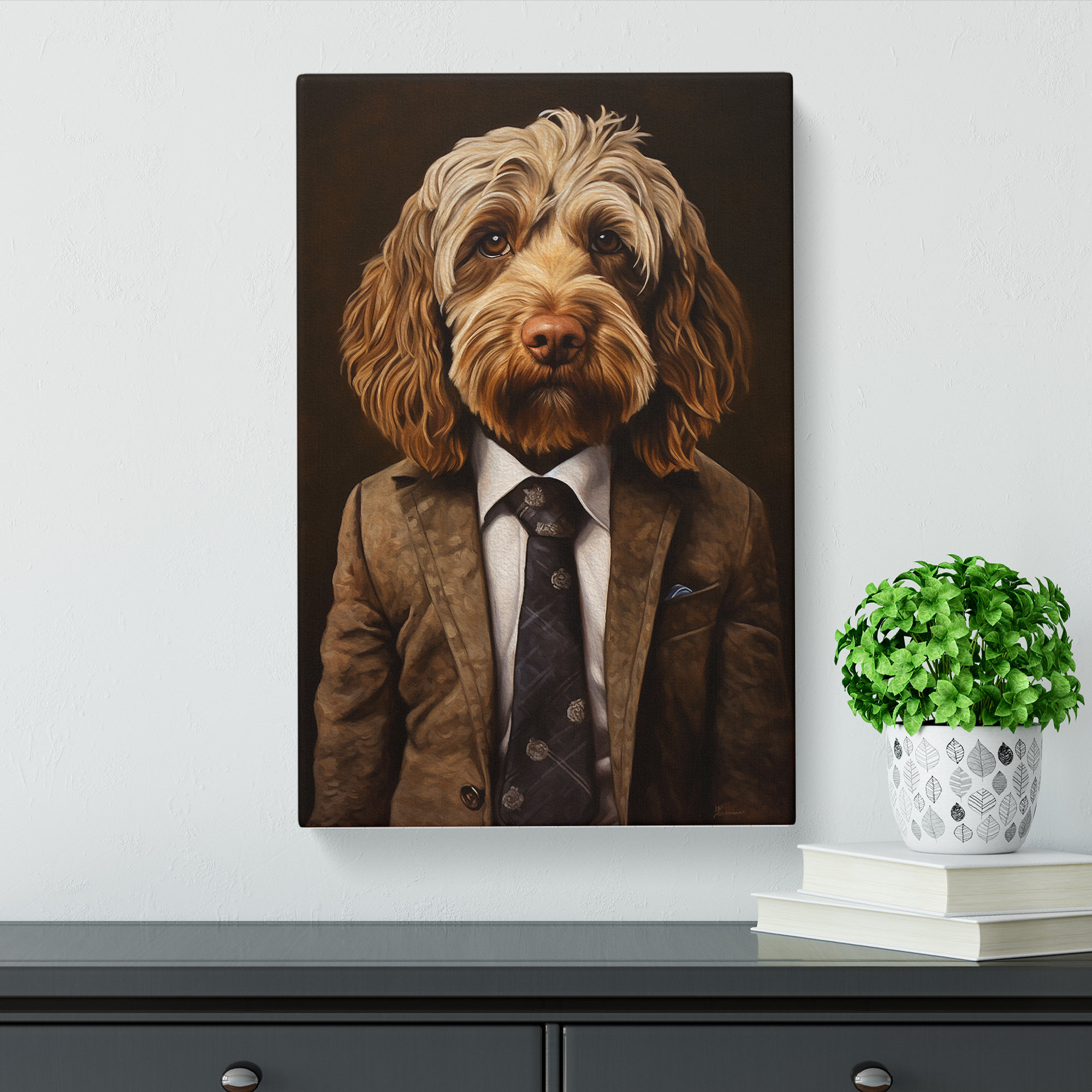 Happy Larry Cockapoo in a Suit Painting | Wayfair.co.uk