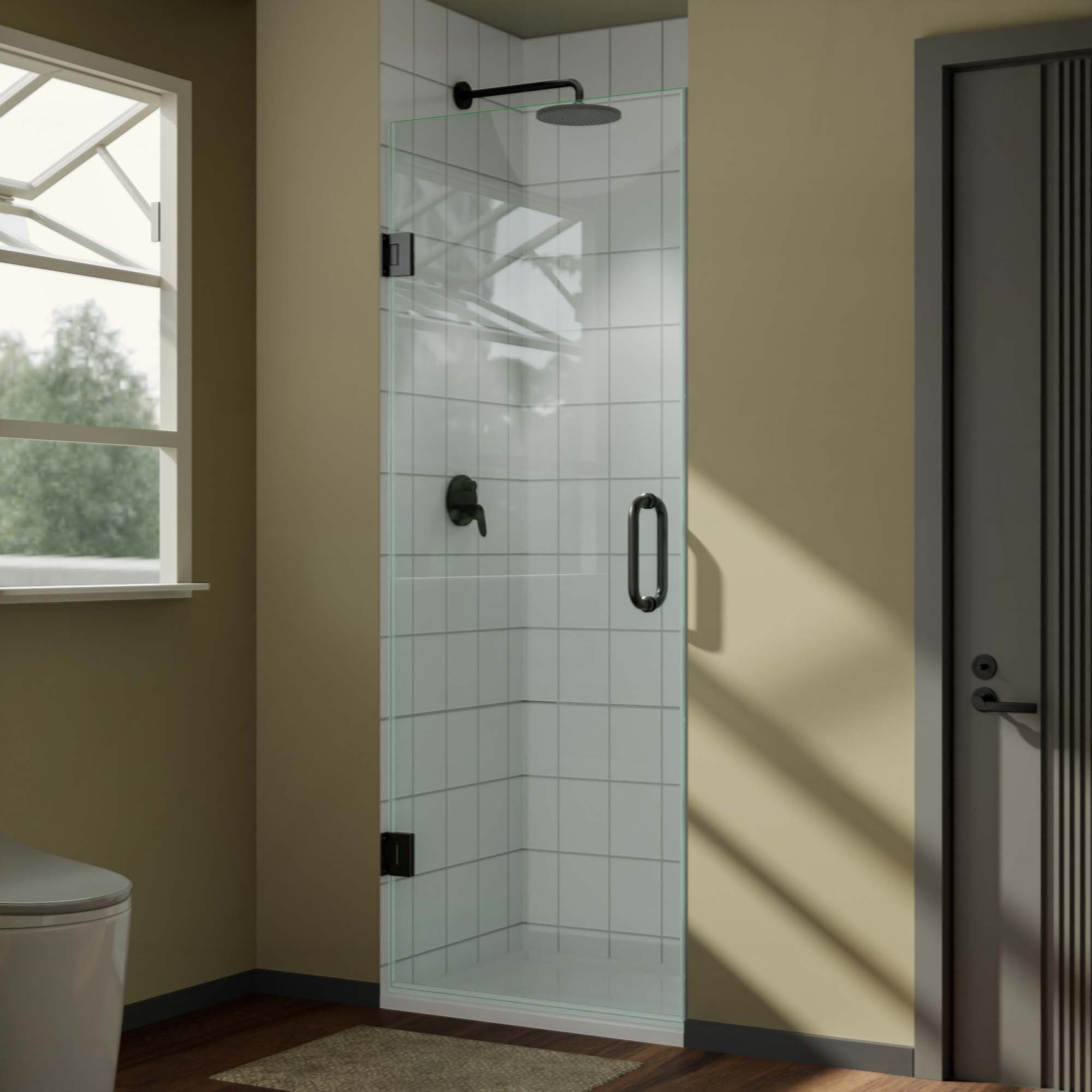 Tech Cube Porte de douche sans cadre - verre trempé de 3/8 po (10 mm ...