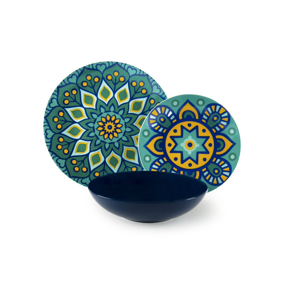 Excelsa Mandala Mediterraneo 18 Piece Dinnerware Set, Service for 6 ...