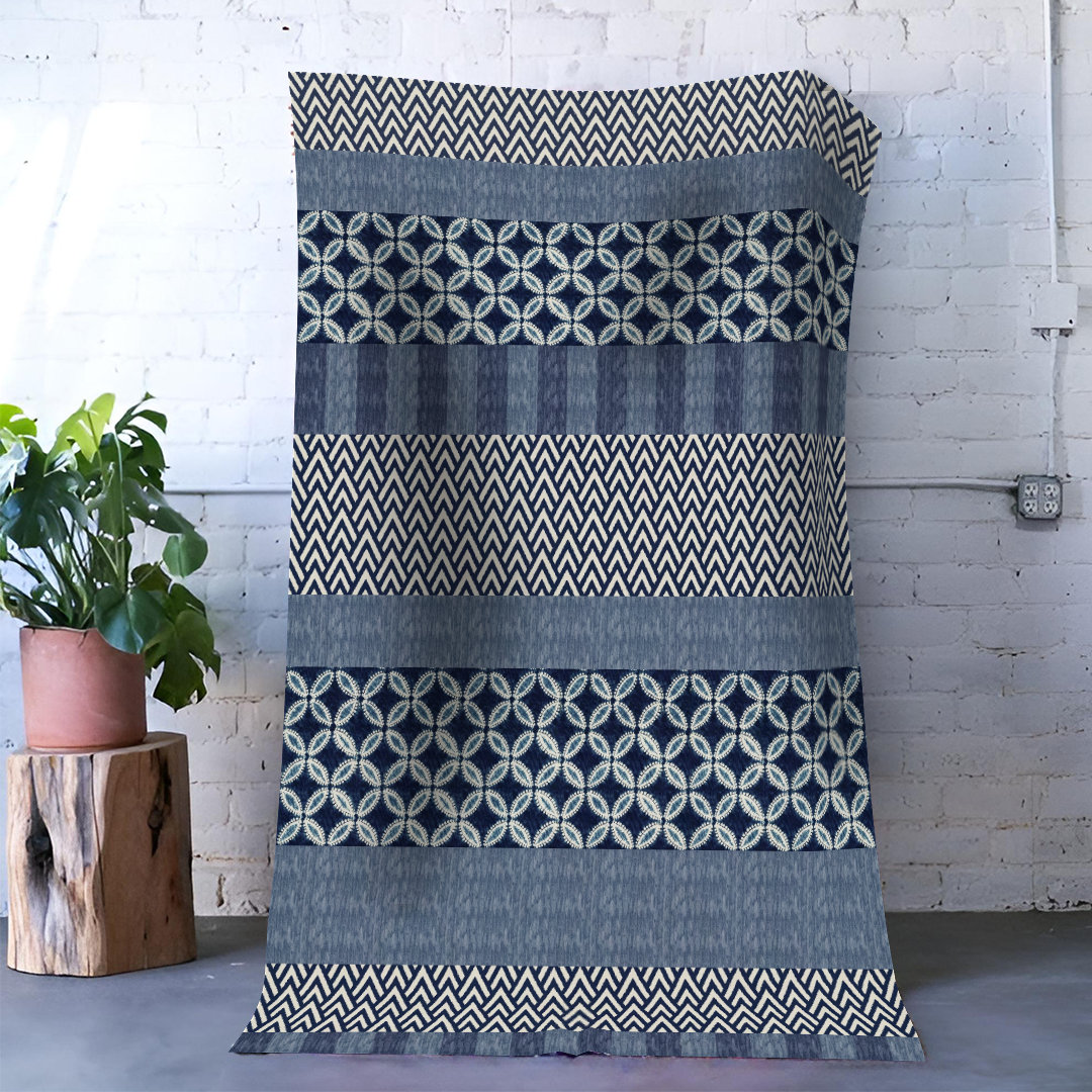 Dakota Fields Blue Geometric Design Modern Decorative Rug | Wayfair