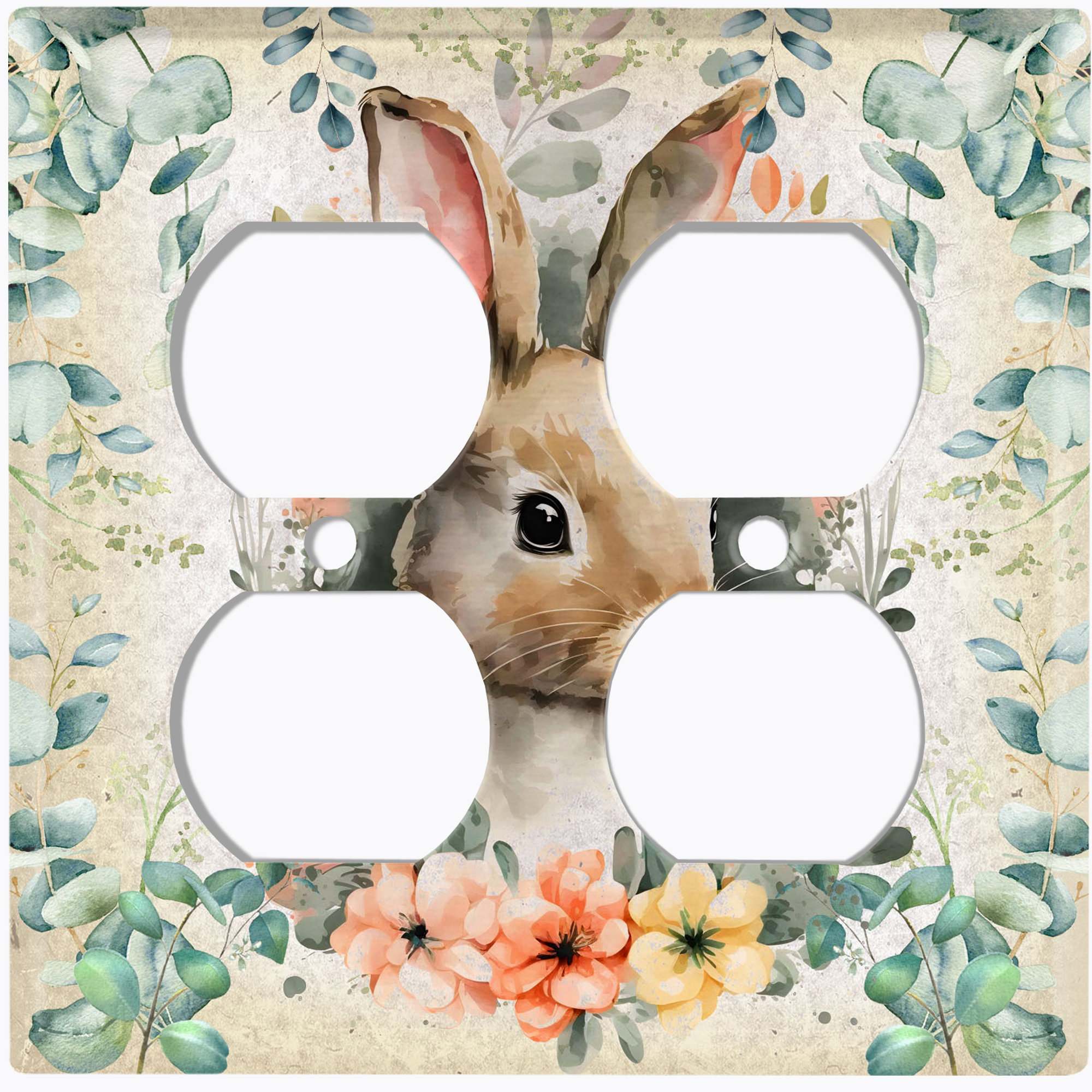 WorldAcc Metal Light Switch Plate Outlet Cover (Cute Rabbit Animal ...