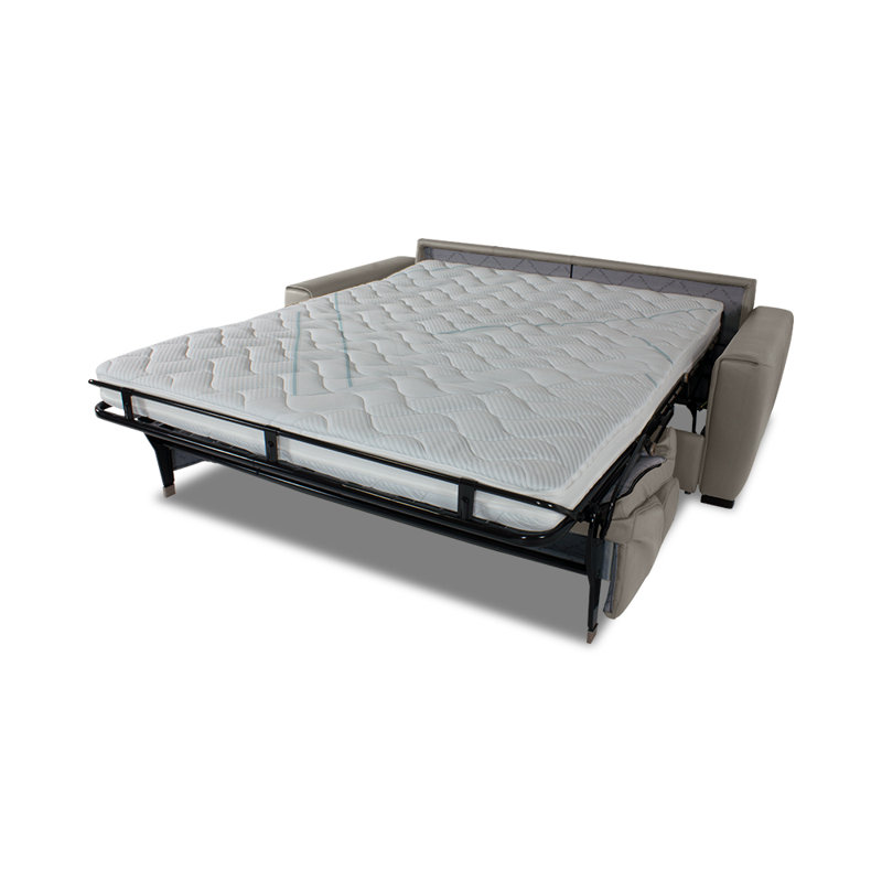 Latitude Run® Capozzi 85" Italian Top Grain Leather Queen Sofa Bed with ...