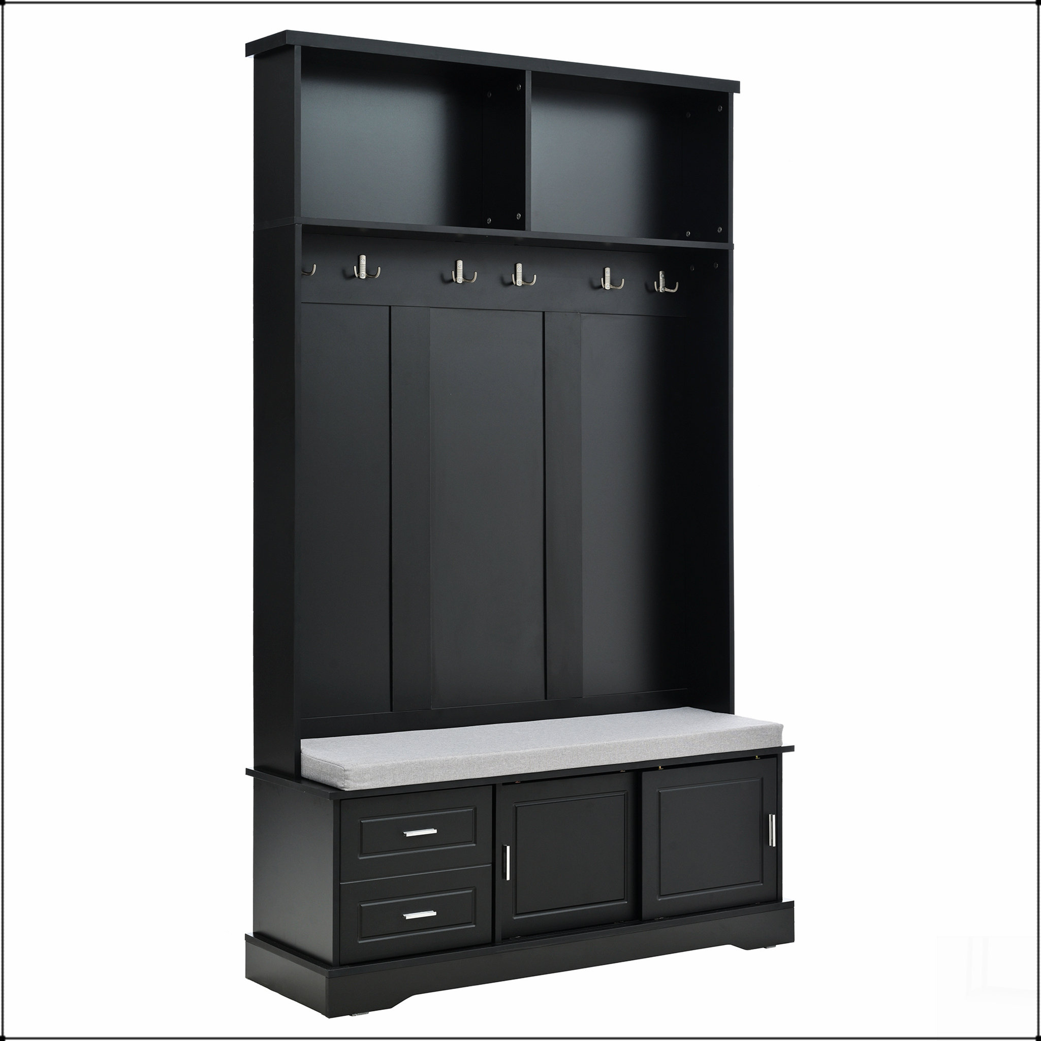 Winston Porter Elegant Hall Tree with Sliding Doors, Versatile Coat ...