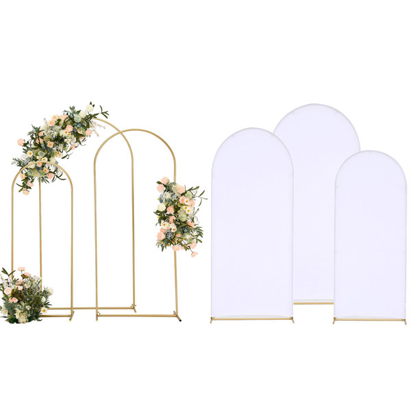 Wokaiduo Metal Arch Stand And Cover Set 3,3pcs Gold Wedding Arch ...