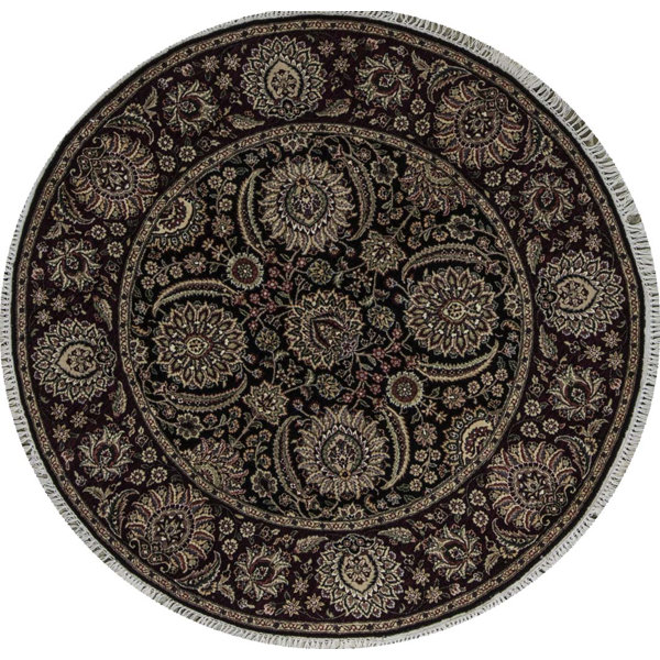 Bokara Rug Co., Inc. Hand-Knotted High-Quality Black and Beige Round ...