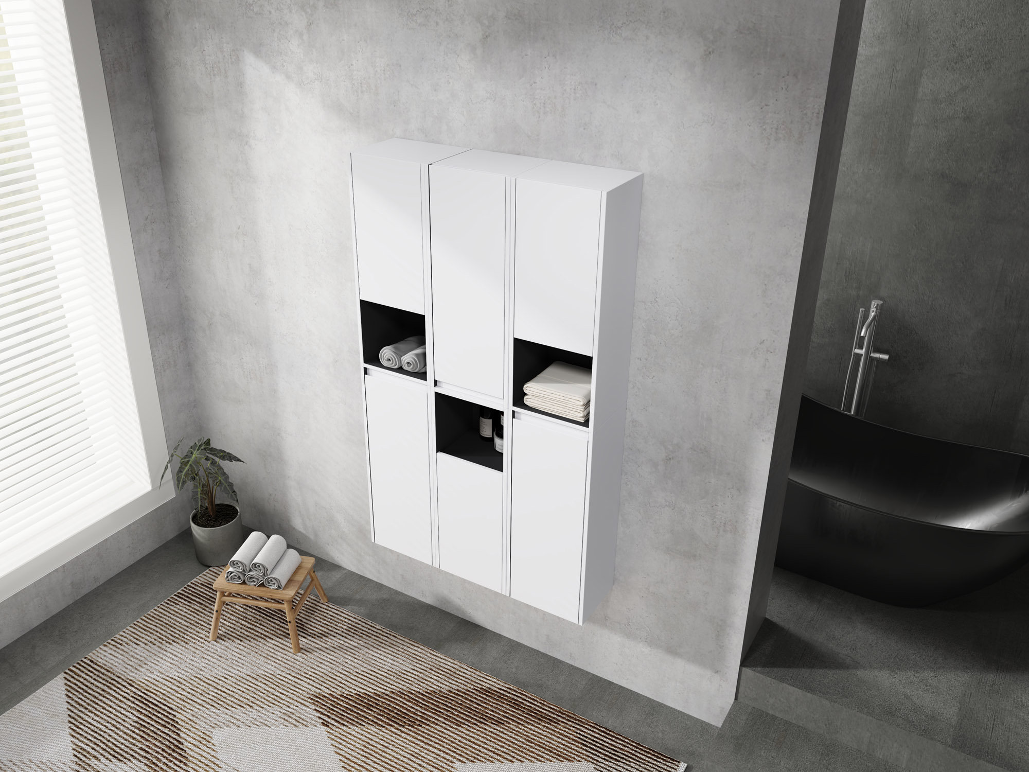 Hokku Designs 12" Bathroom Side Cabinet, Soft Close Doors, Float ...