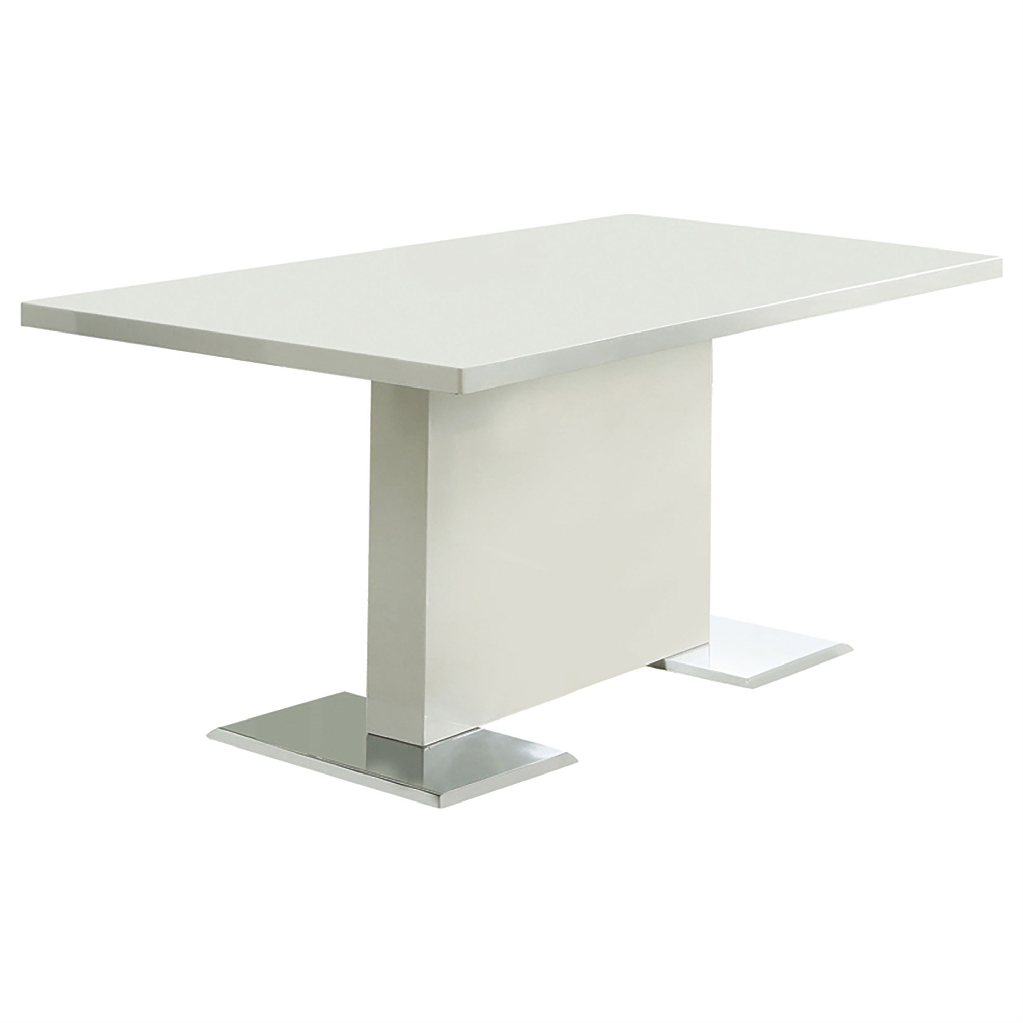 Brayden Studio® Varela Glossy White Dining Table With Chrome Base | Wayfair