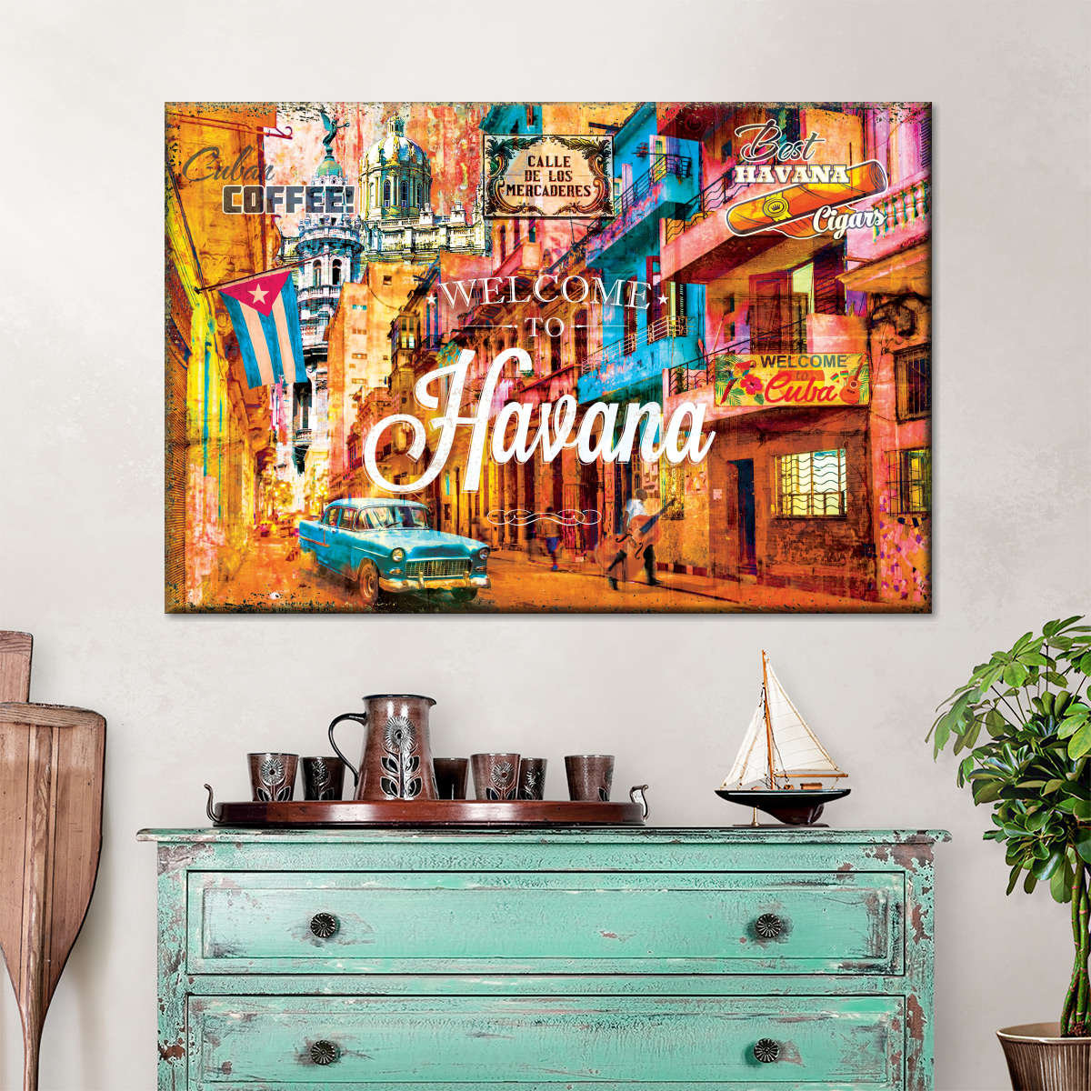 Winston Porter Welcome To Havana Grunge On Canvas Print | Wayfair
