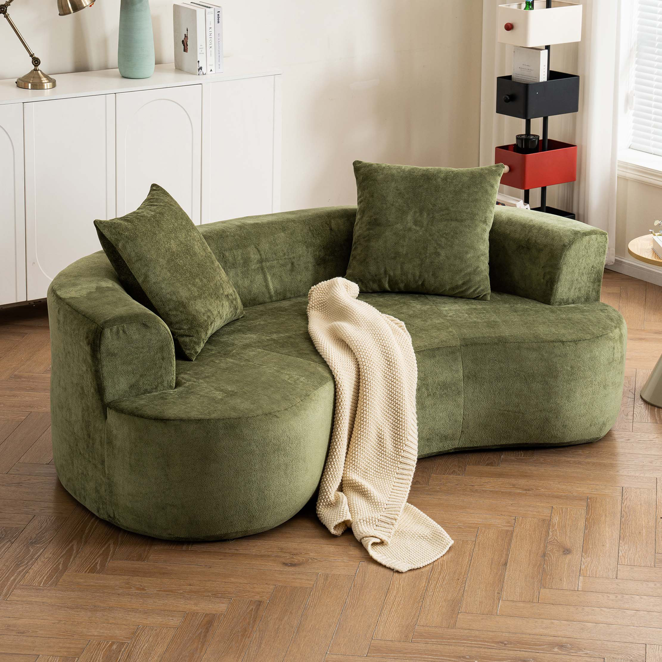 Ivy Bronx Moon Shaped Sofa, Modern Sleeper Cat Waist Sofa With Deep ...